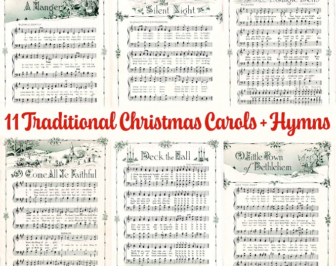 Printable Vintage Christmas Carols Illustrated Best Sellers Top ...