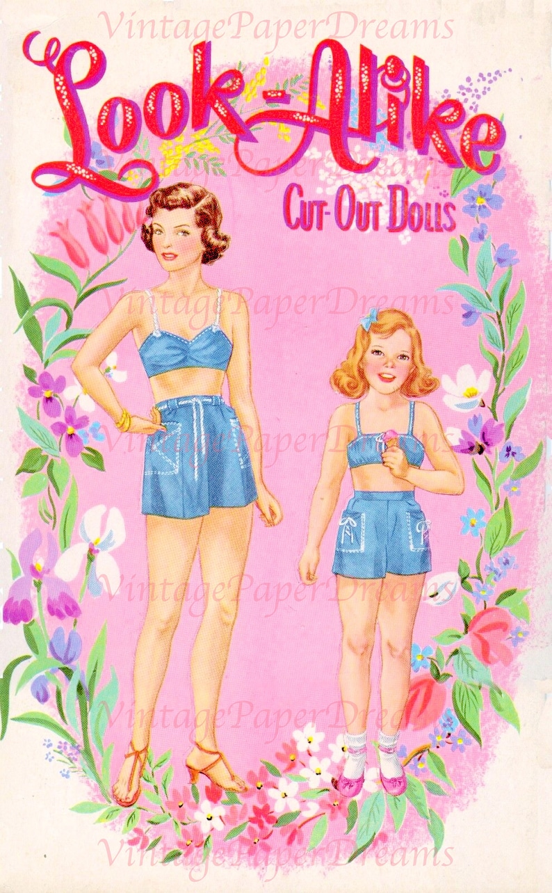Vintage Paper Doll Printable PDF Mother Daughter Paper Dolls 50s 1950s ...