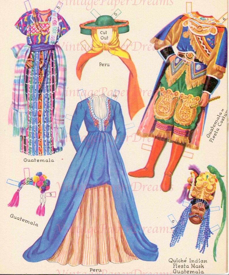 Vintage Paper Doll Printable PDF • latina Paper Dolls • 40s 1940s Paper ...
