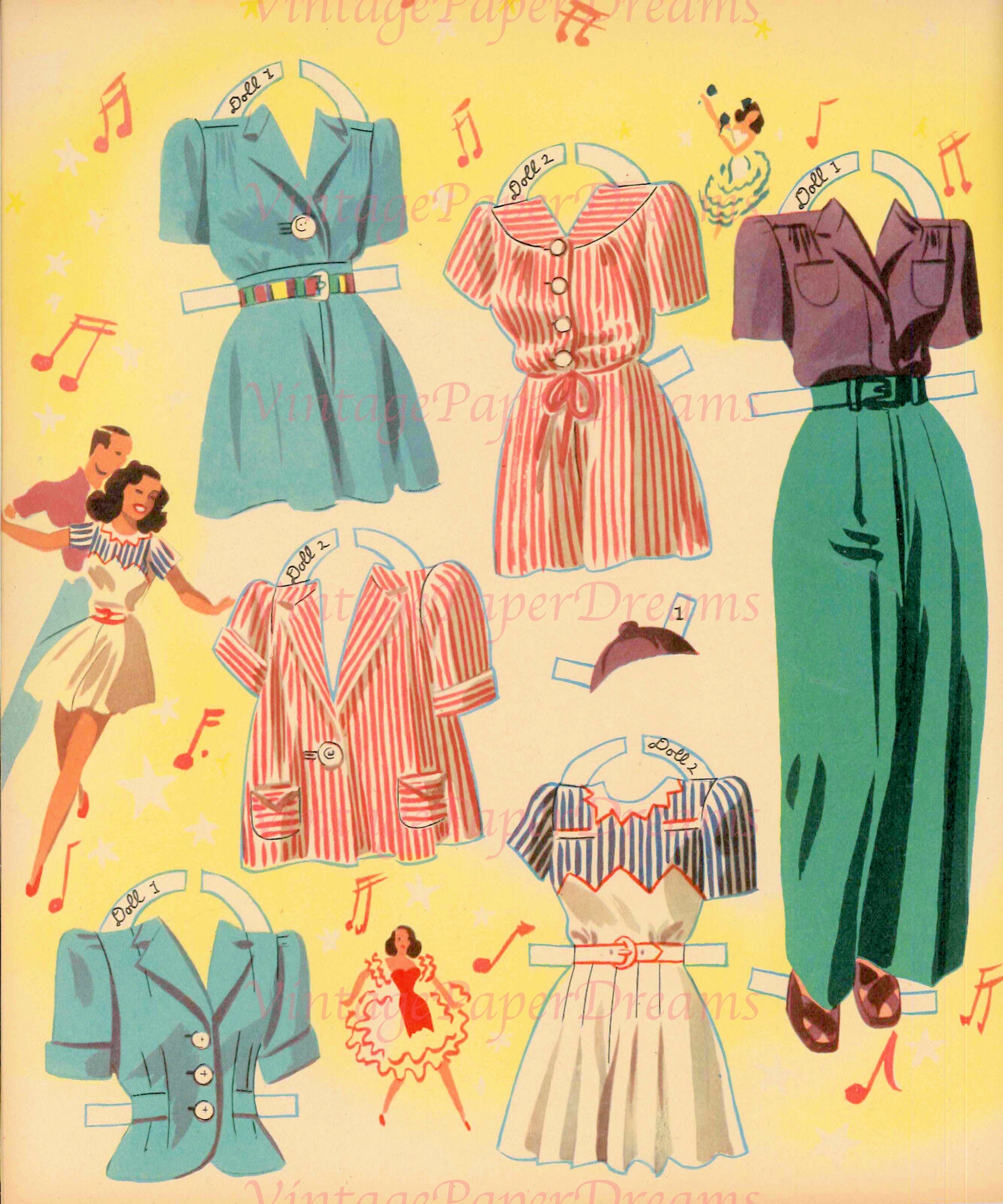 Vintage Paper Doll Printable PDF rosemary Clooney Paper Doll 40s 1940s ...