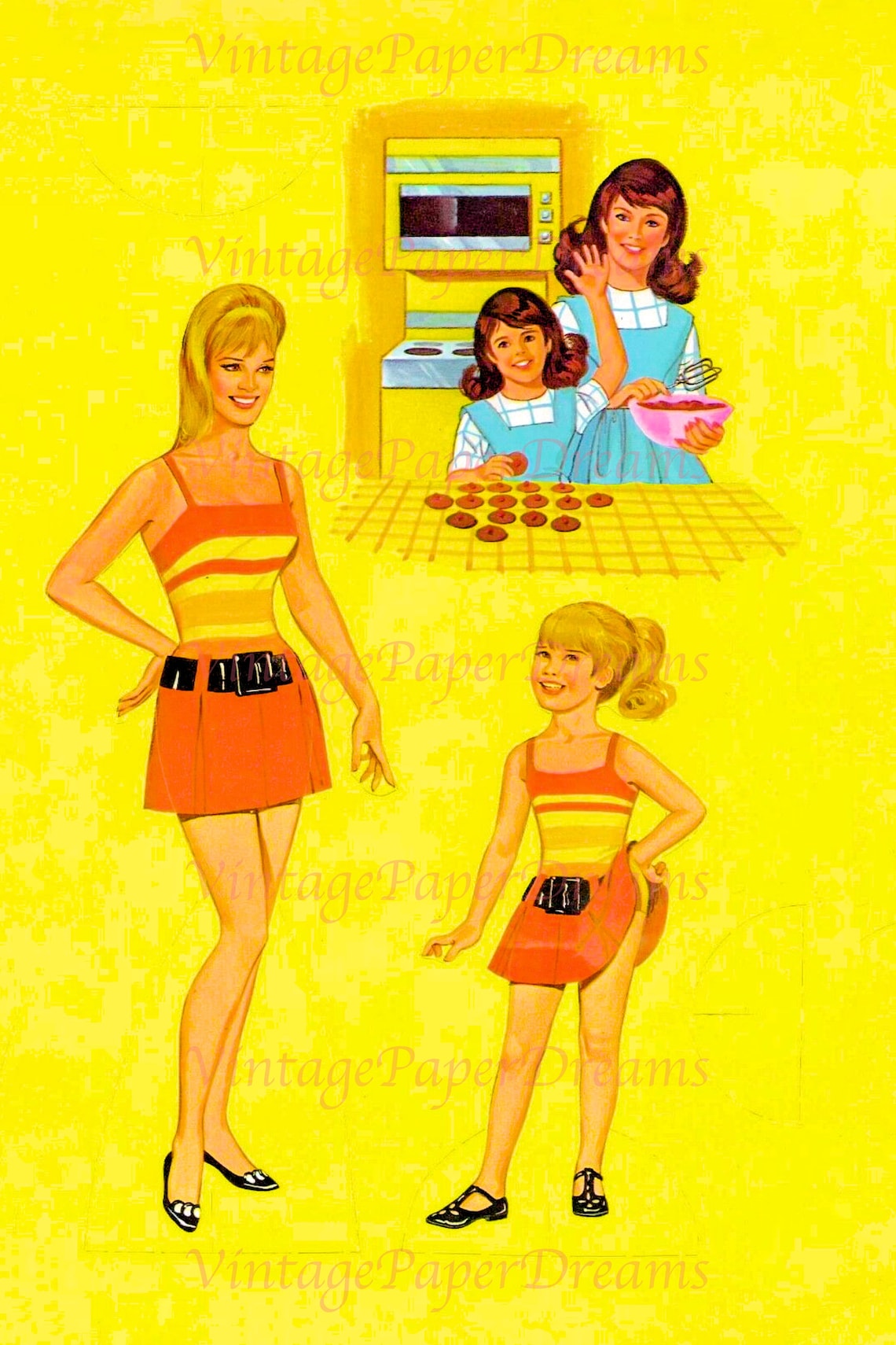 Vintage Paper Doll Printable PDF mother Daughter Paper Doll - Etsy