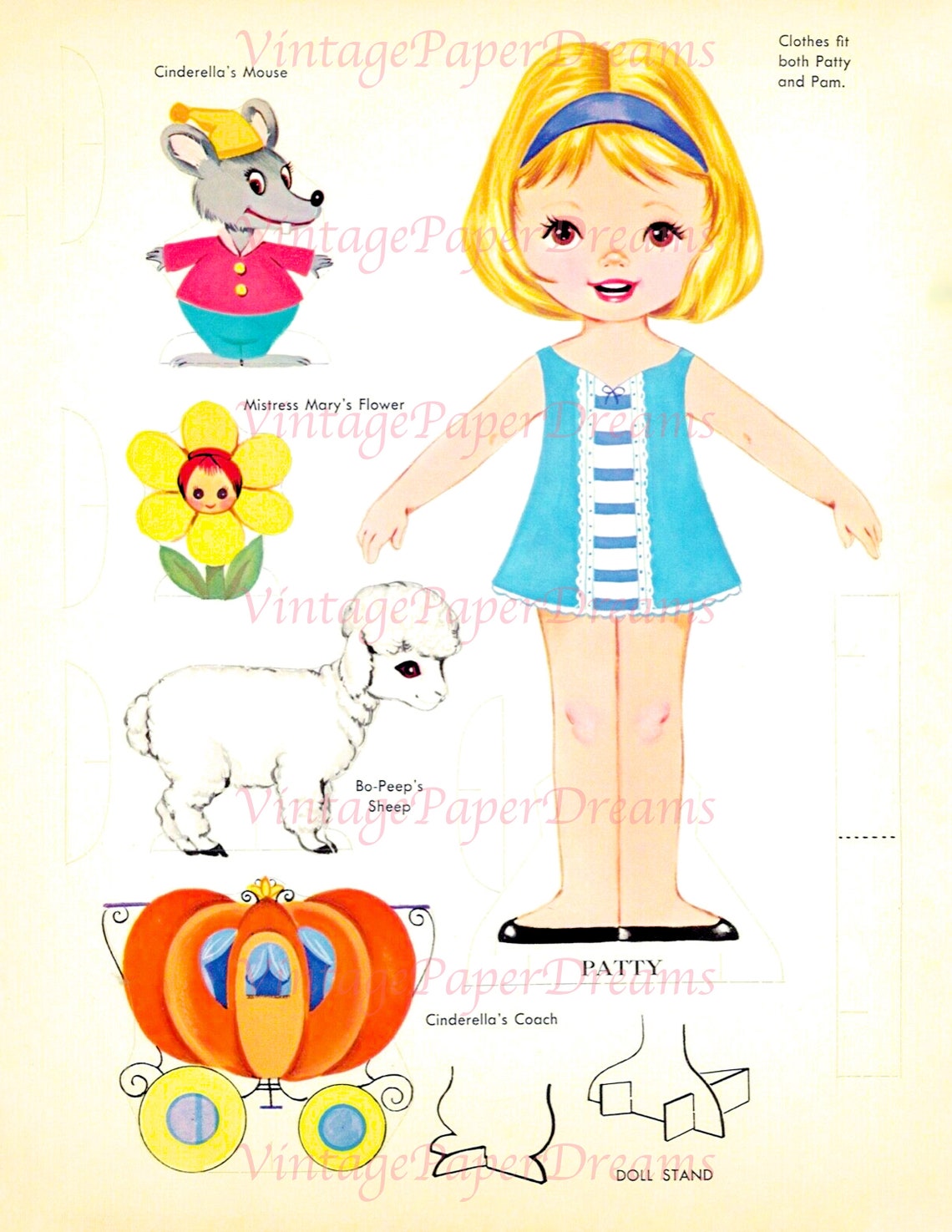 Vintage Paper Doll Printable PDF JPEG Magicfairy Tale Paper - Etsy
