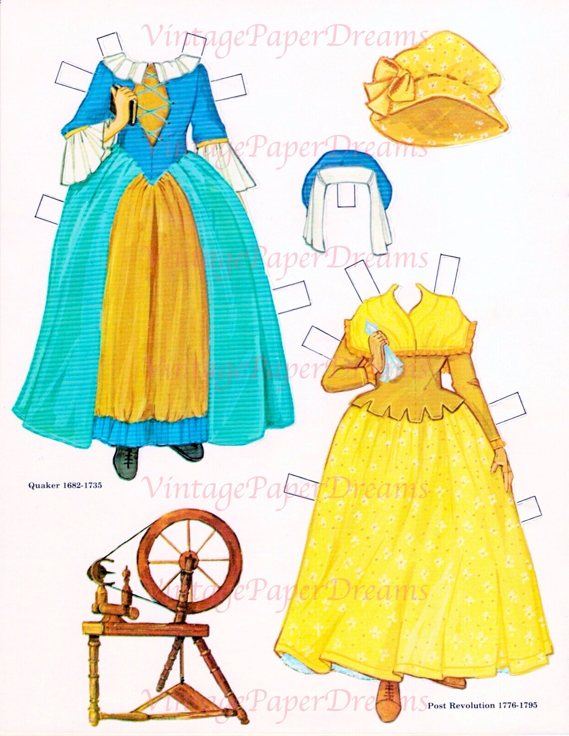 Vintage Paper Doll Printable PDF Colonial America Pilgrim Paper Dolls ...