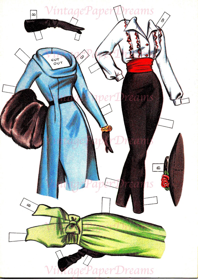Vintage Paper Doll Printable PDF JPEG society Dolls 60s - Etsy
