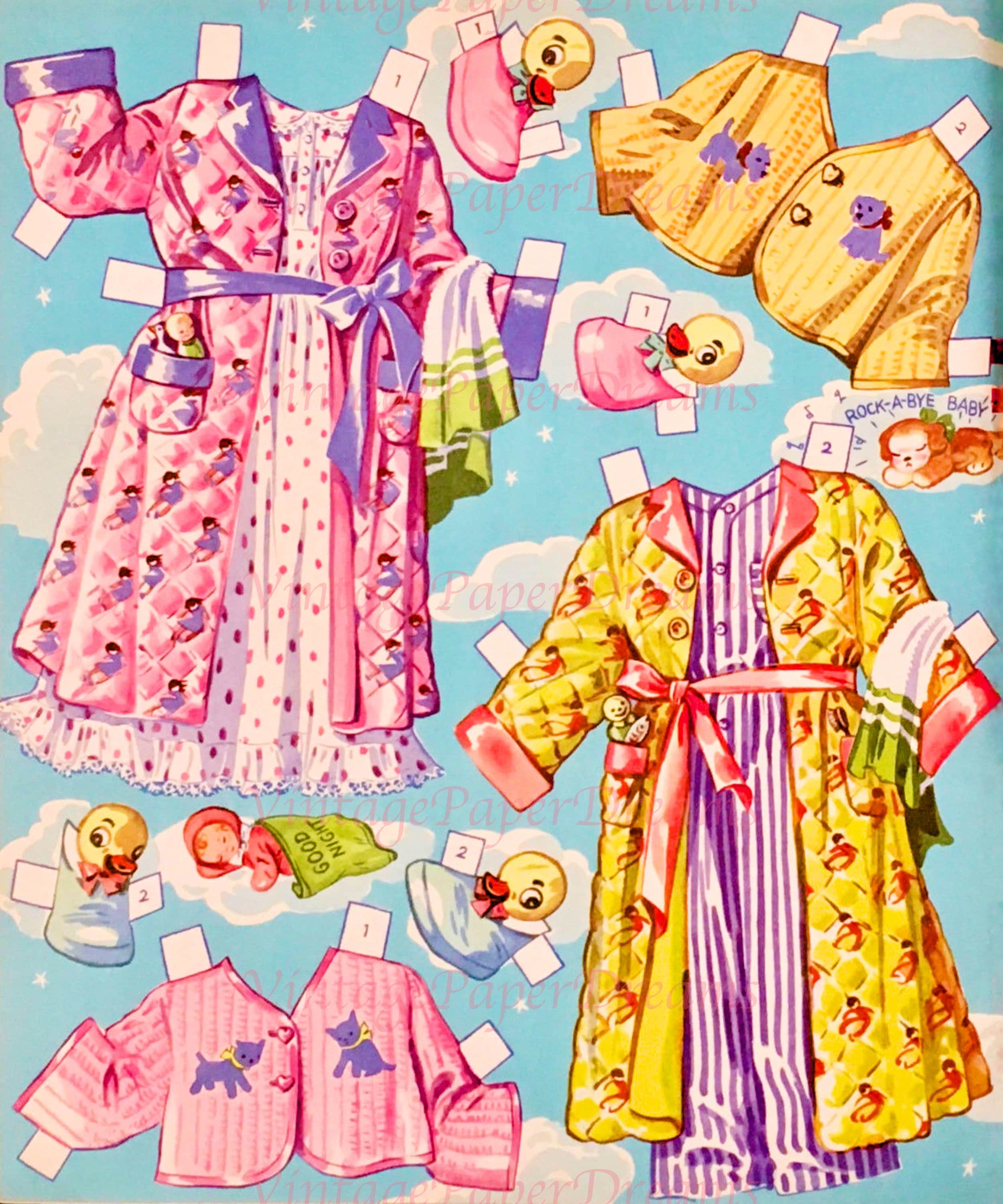 Vintage Paper Doll Printable PDF baby Sister Brother Paper Doll 50s ...