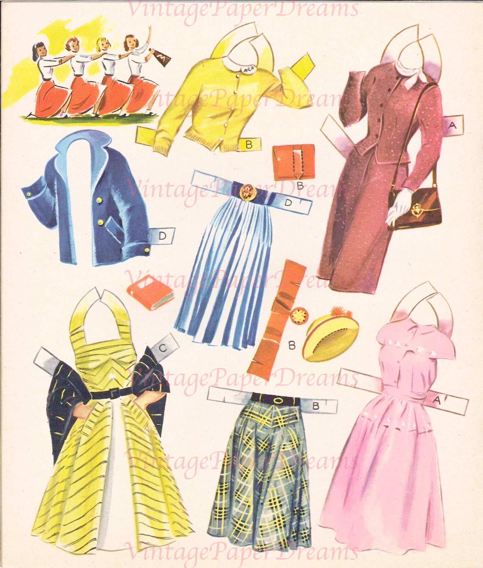 Vintage Paper Doll Printable PDF best Friends Paper Dolls 50s 1950s ...