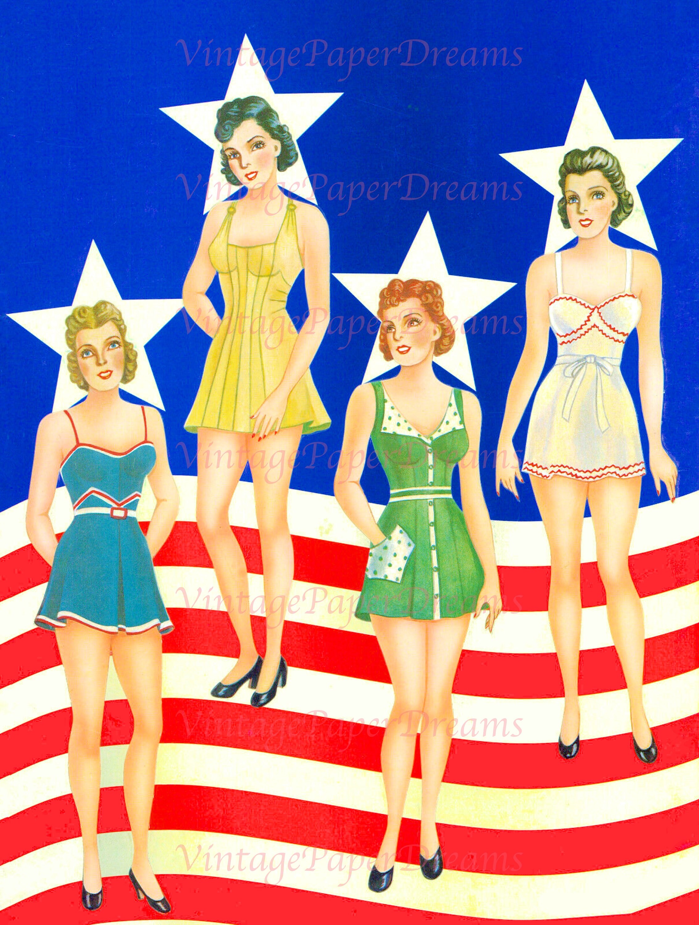 Vintage Paper Doll Printable Pdf • WACS + WAVES Paper Dolls • 40s 1940s ...