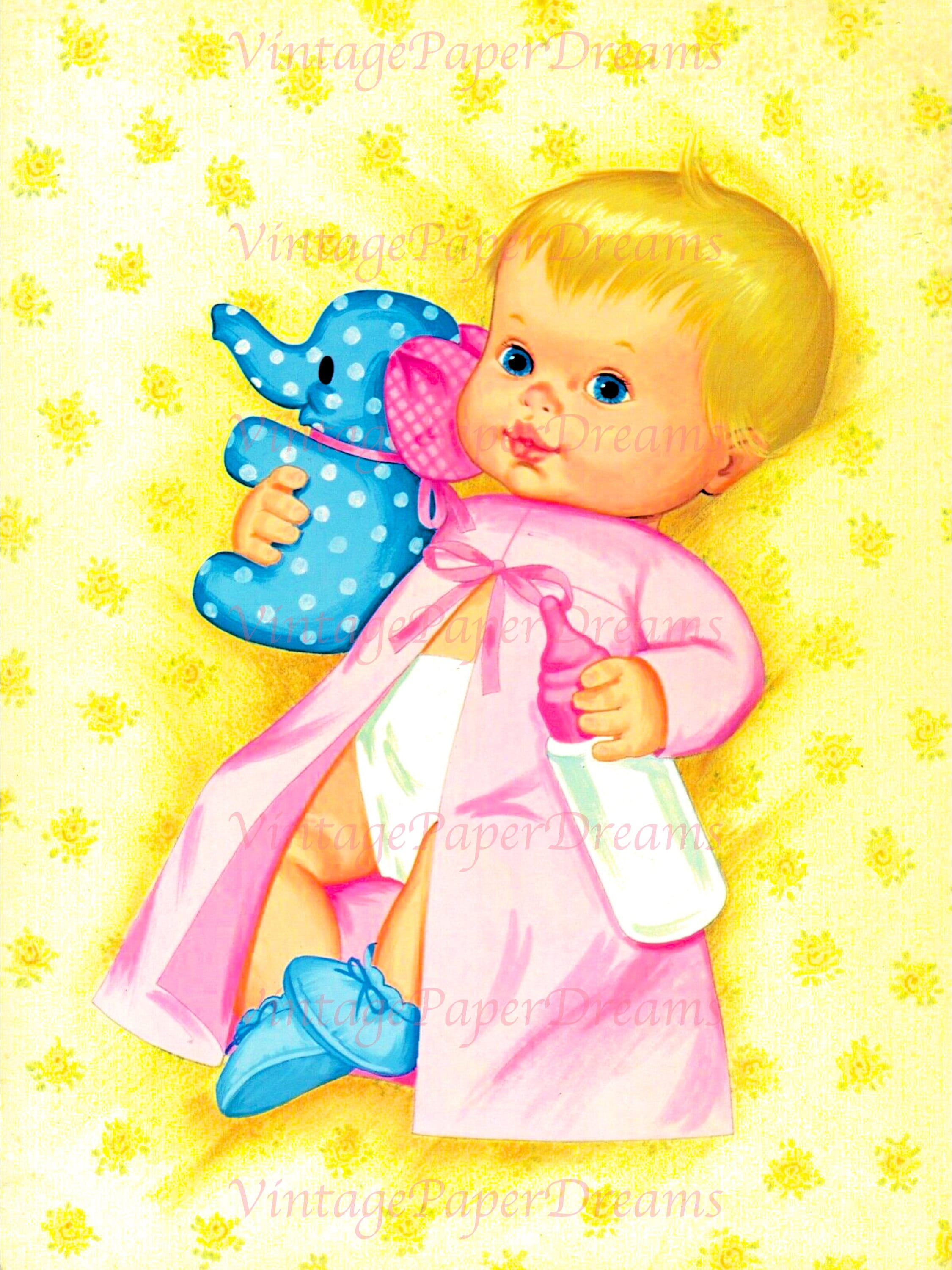 Vintage Paper Doll Printable PDF newborn Baby Paper Doll - Etsy