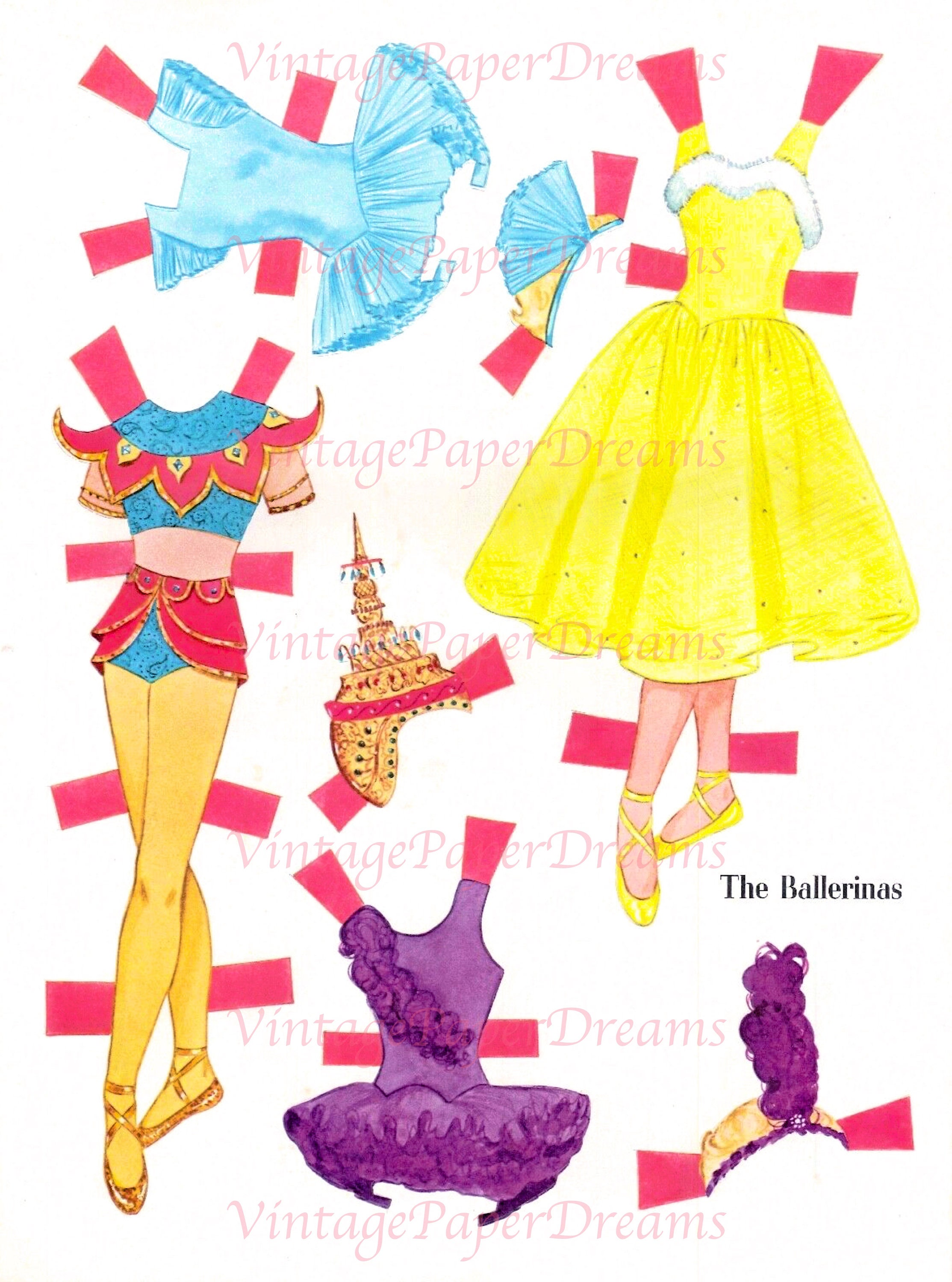 Vintage Paper Doll Printable PDF ballet Ballerina Paper Doll 60s 1960s ...
