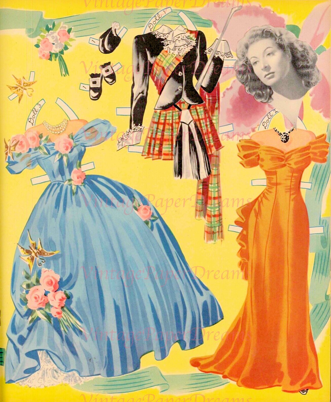 Vintage Paper Doll Printable PDF greer Garson Paper Doll - Etsy