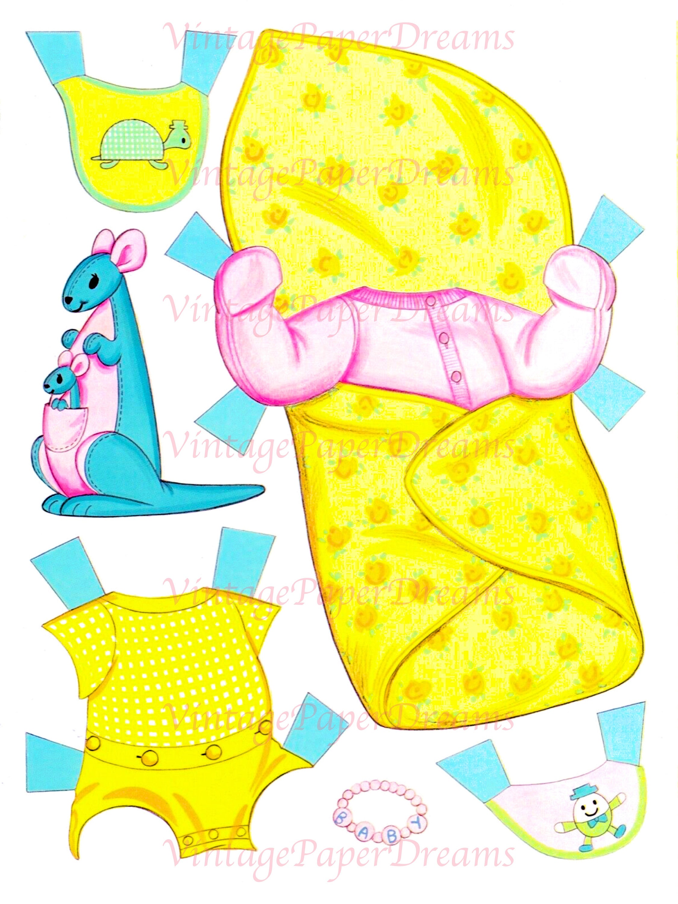 Vintage Paper Doll Printable PDF newborn Baby Paper Doll - Etsy