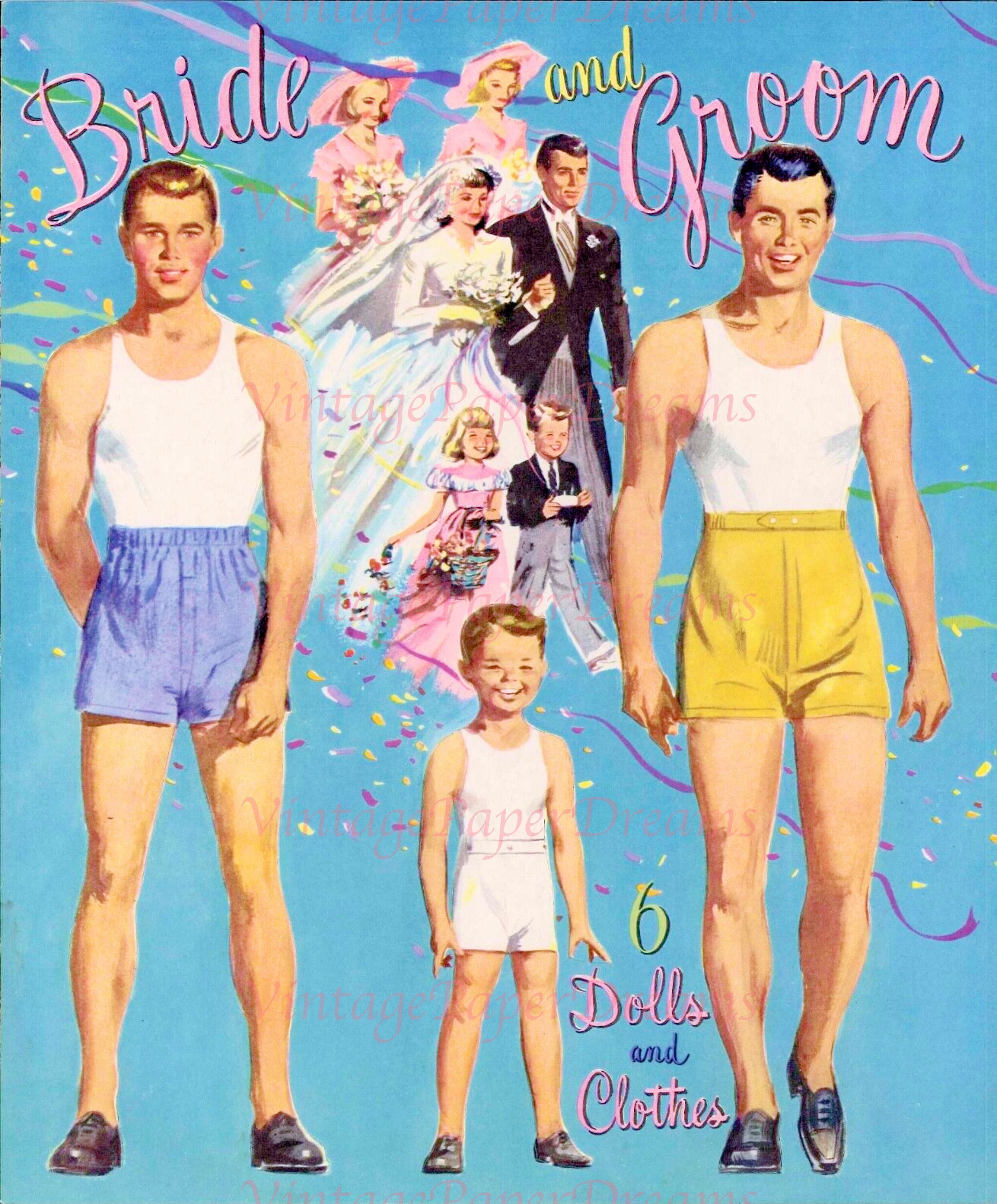 Vintage Wedding Printable PDF • bride & Groom Paper Doll • 40s 1940s ...