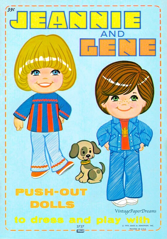 Vintage Paper Doll Printable PDF jeannie & Gene Paper Doll - Etsy