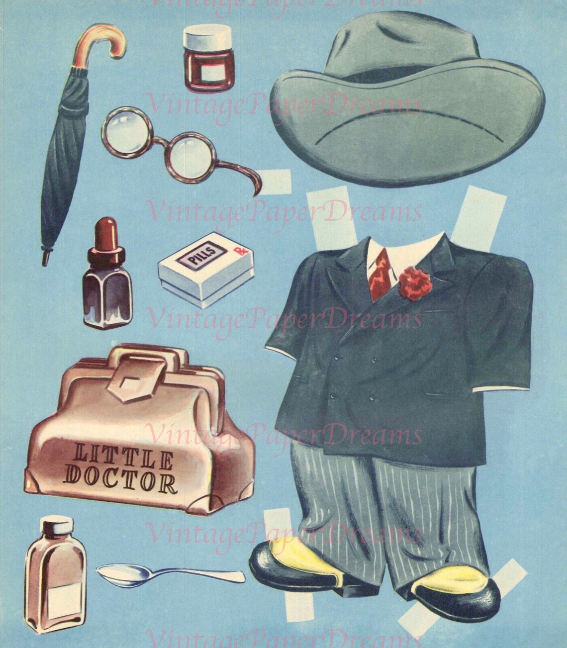 Vintage Paper Doll Printable PDF little Doctor Paper Dolls 40s 1940s ...
