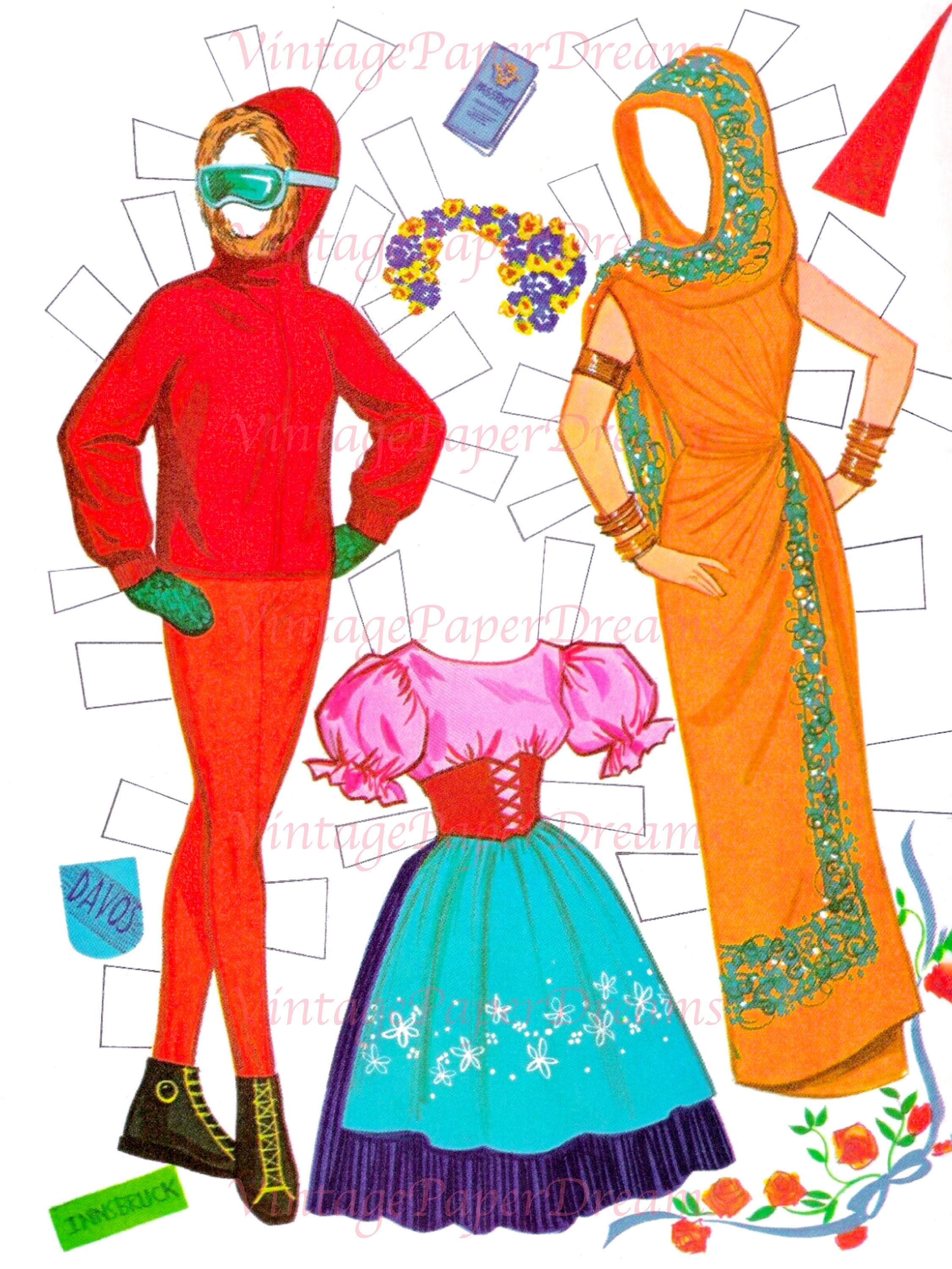 Vintage Paper Doll Printable PDF JPEG • Miss World • 60s 1960s Paper ...