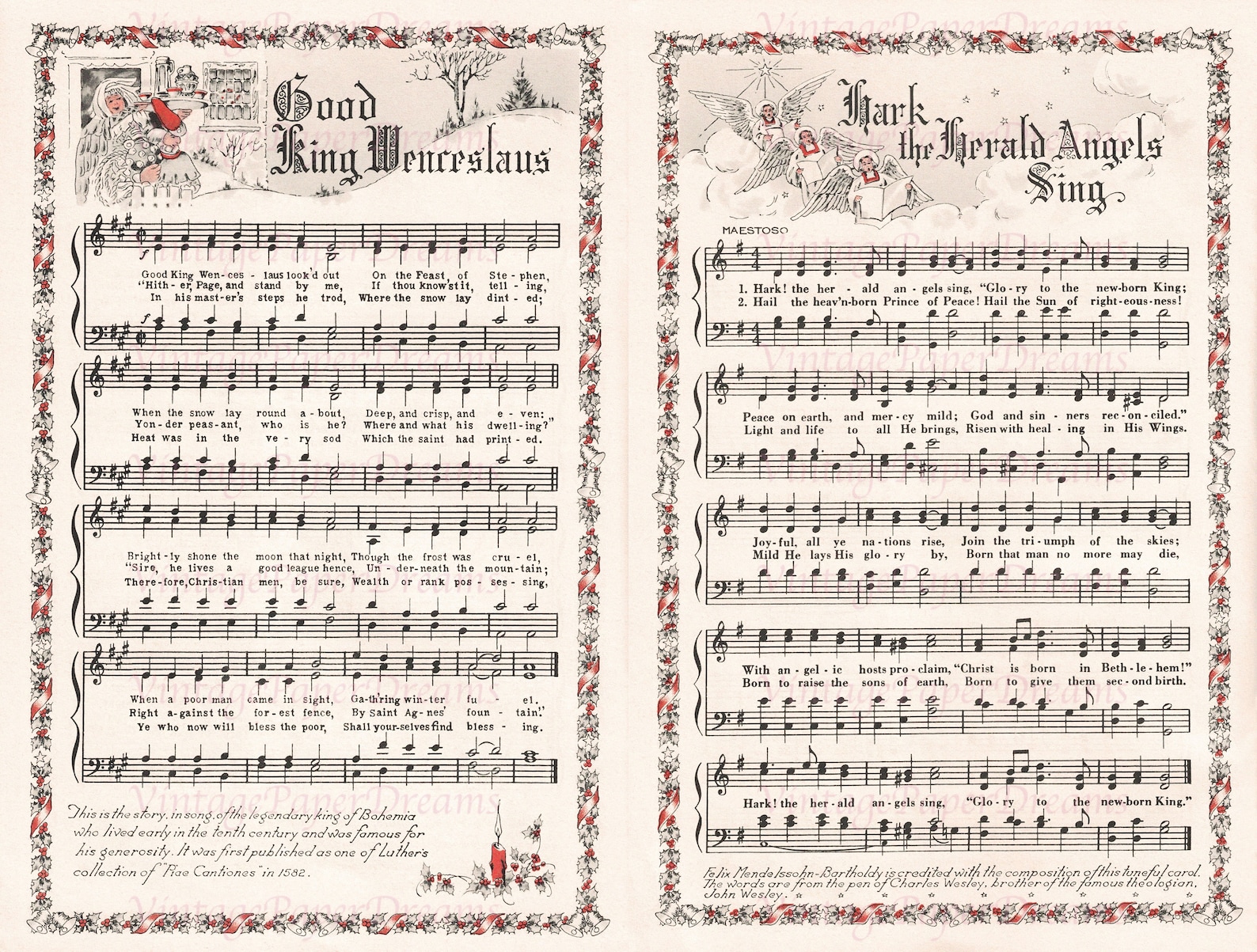 Vintage Printable Christmas Carol Sheet Music PDF • Traditional Advent ...