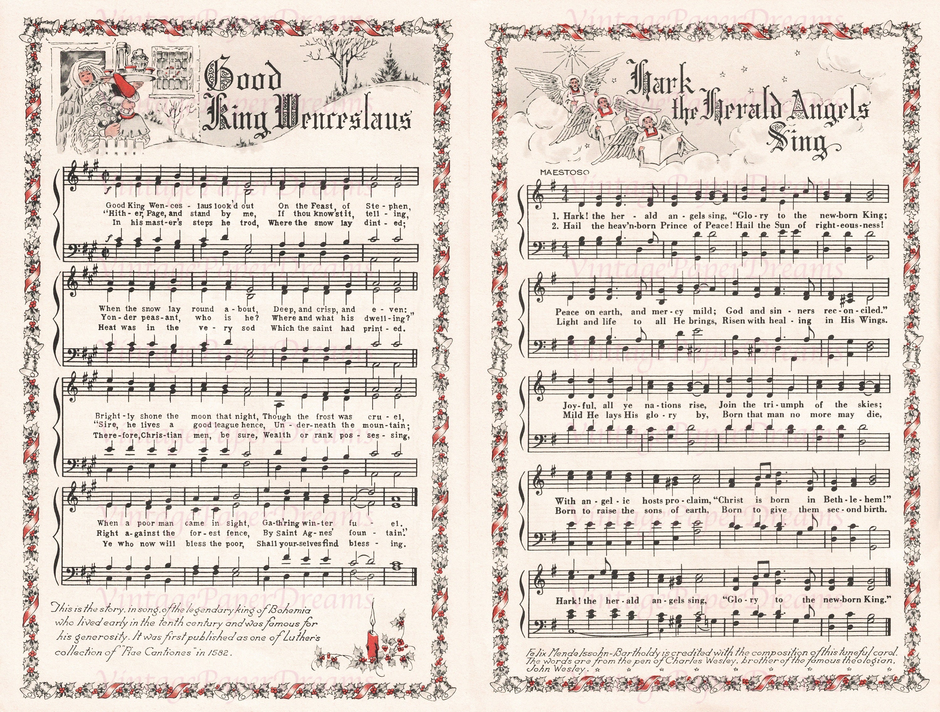 Vintage Printable Christmas Carol Sheet Music PDF • Traditional Advent ...
