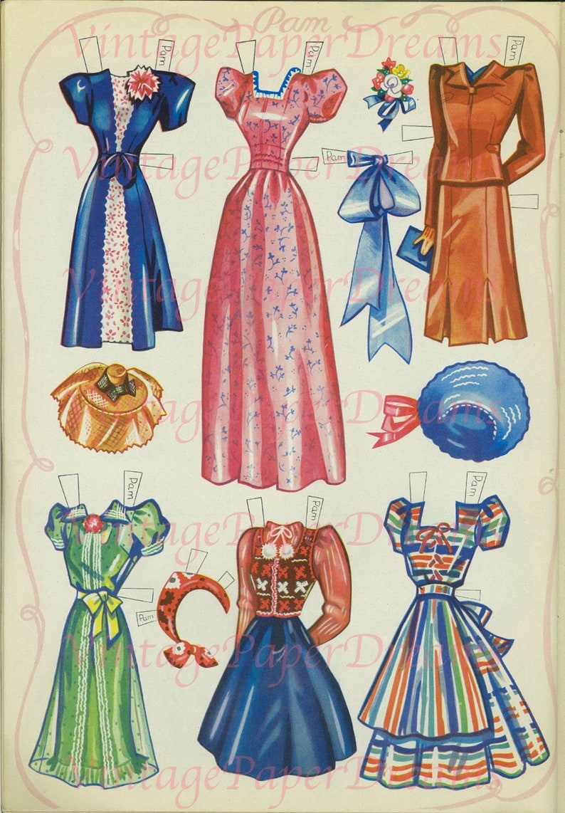 Vintage Paper Doll Printable PDF paper Dolls on Parade 40s - Etsy