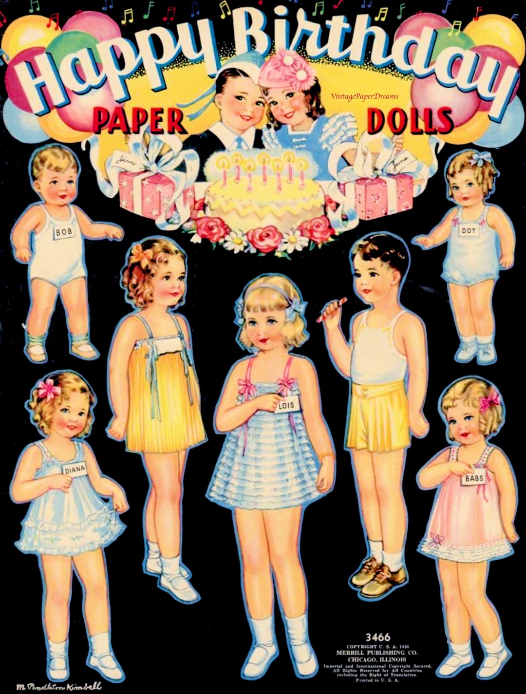 Vintage Paper Doll Printable PDF • happy Birthday Paper Doll • 30s ...