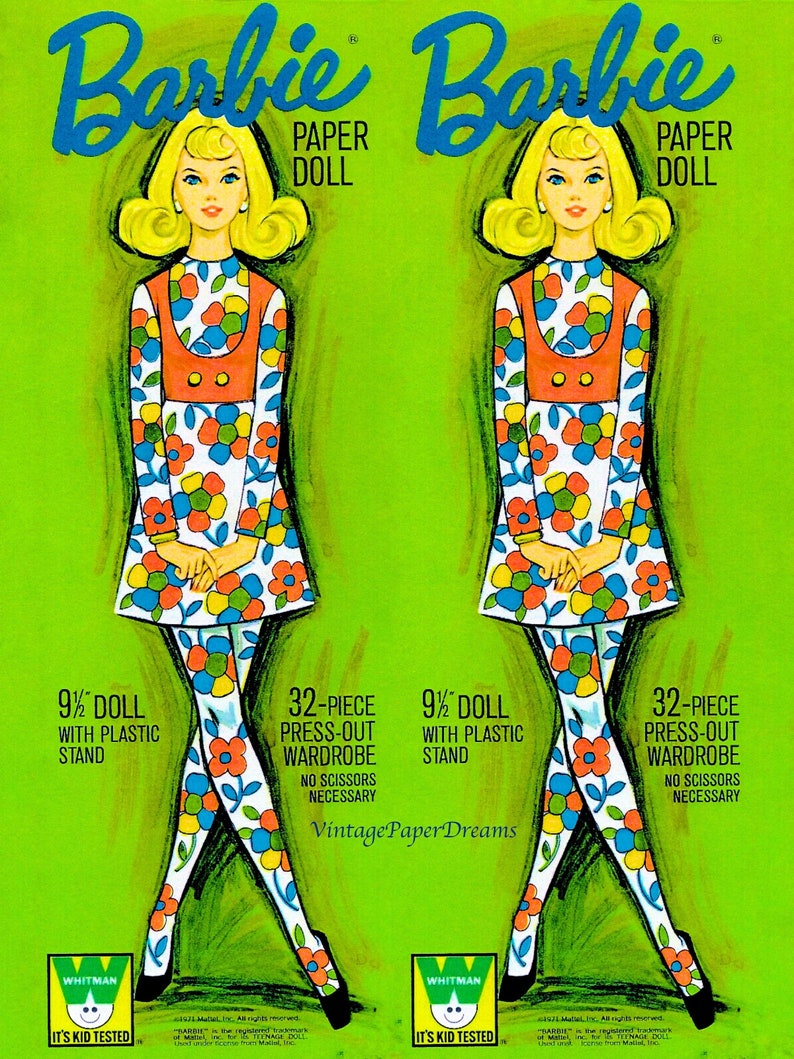 Barbie Paper Doll Printable PDF barbie Paper Doll Vintage 1971 70s ...