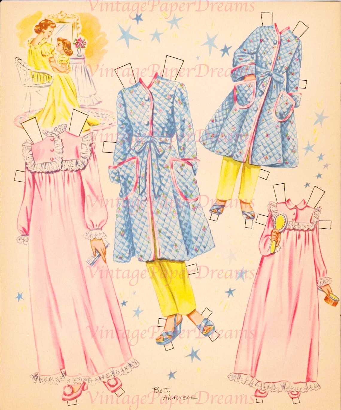 Vintage Paper Doll Printable PDF Mother Daughter Paper Dolls 50s 1950s ...