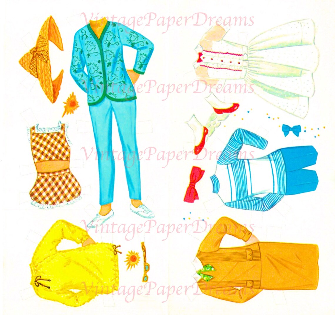 Vintage Paper Doll Printable PDF skipper Paper Doll 60s - Etsy