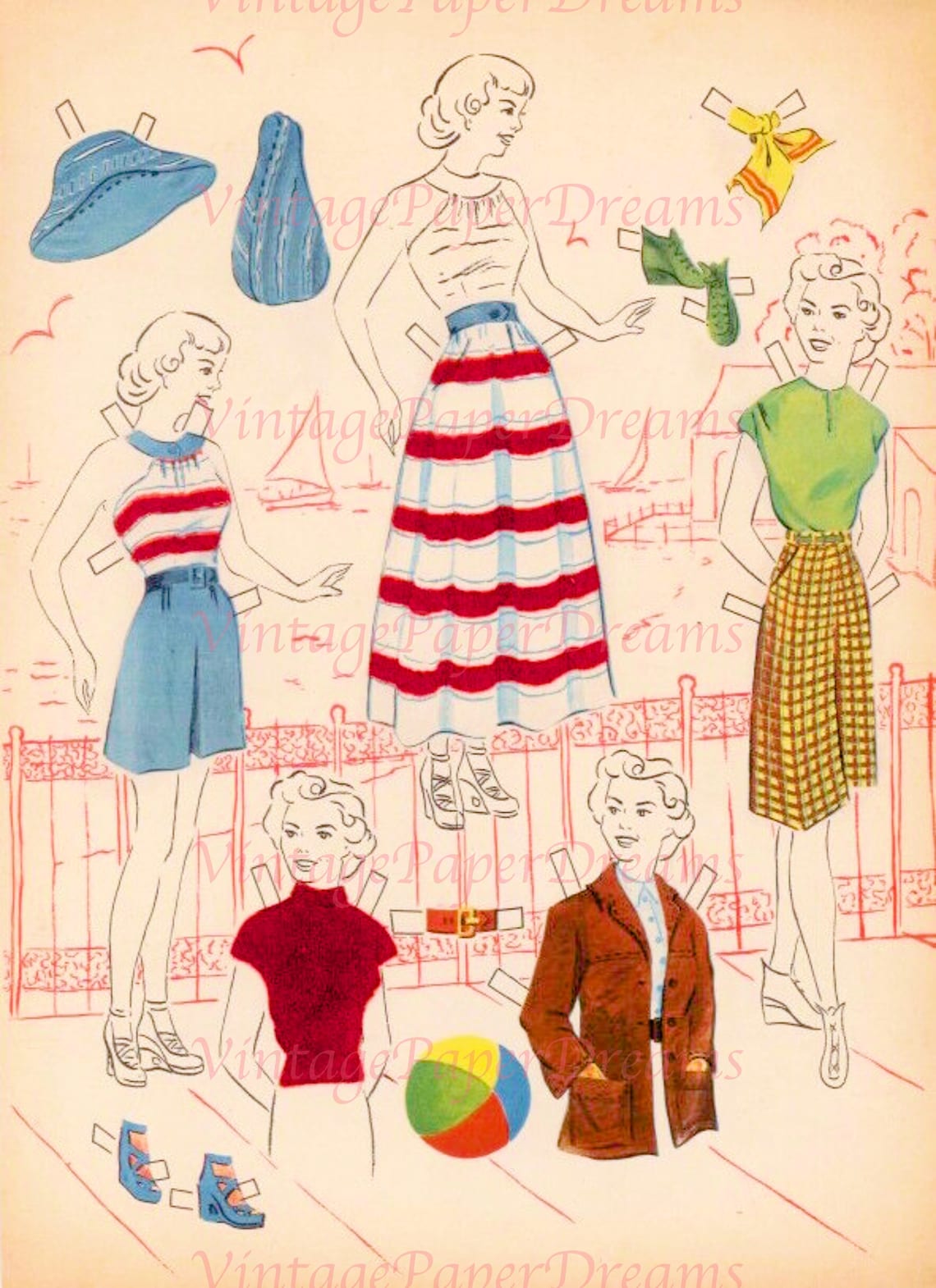 Vintage Paper Doll Printable PDF • TV Show Paper Doll JPEG • 40s 1940s ...
