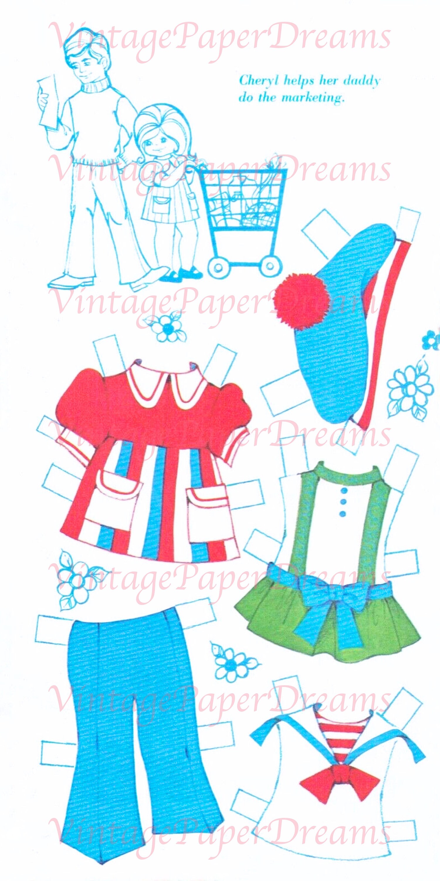 Vintage Paper Doll Printable PDF daddy's Girl Paper Doll - Etsy