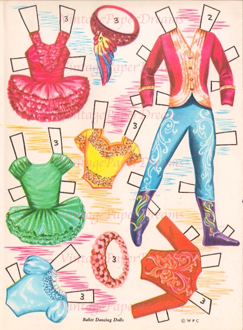 Vintage Paper Doll Printable PDF ballet Ballerina Paper Doll 50s 1950s ...