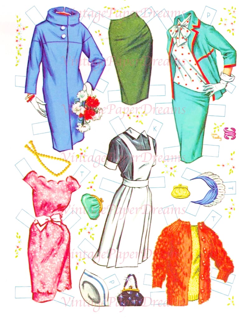 Vintage Paper Doll Printable PDF Nurse Paper Dolls 60s 1960s Brunette ...