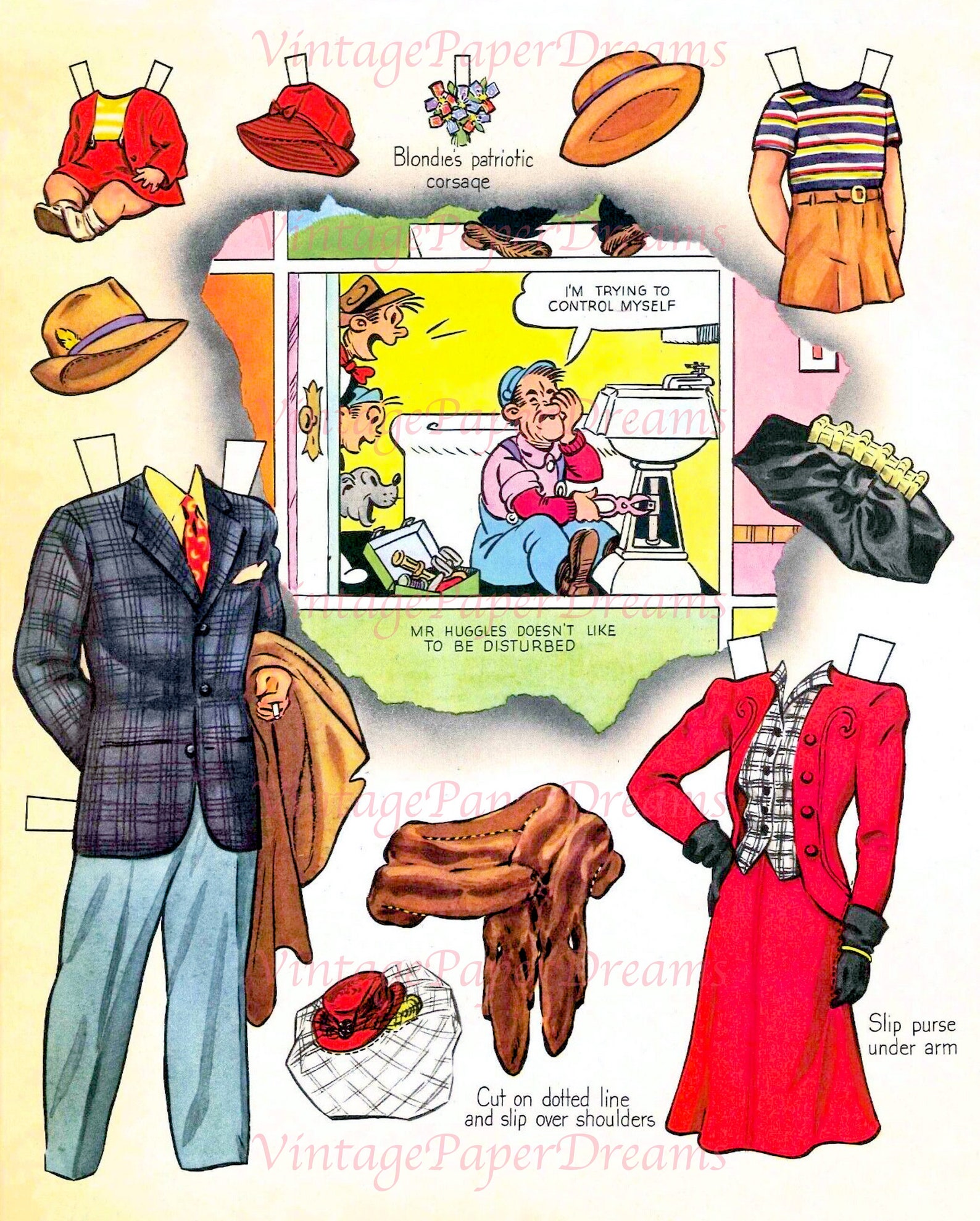 Vintage Comic Book Art Printable PDF • blondie Paper Dolls • 40s 1940s ...