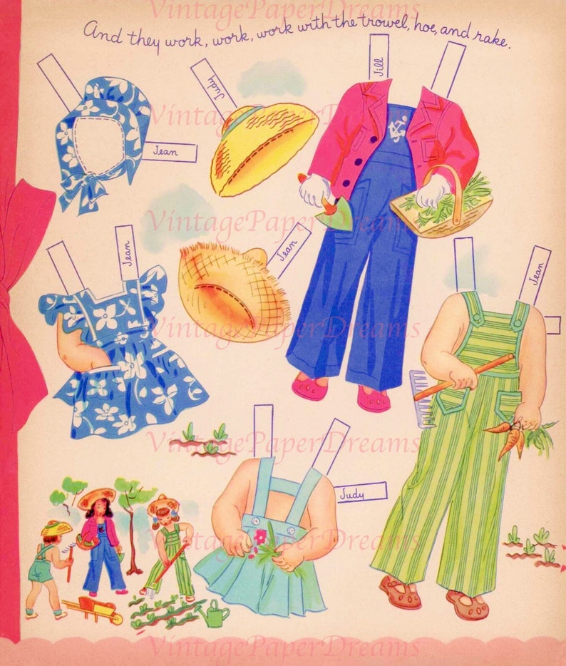 Vintage Paper Doll Printable PDF • judy Jill & Jean Paper Dolls JPEG ...