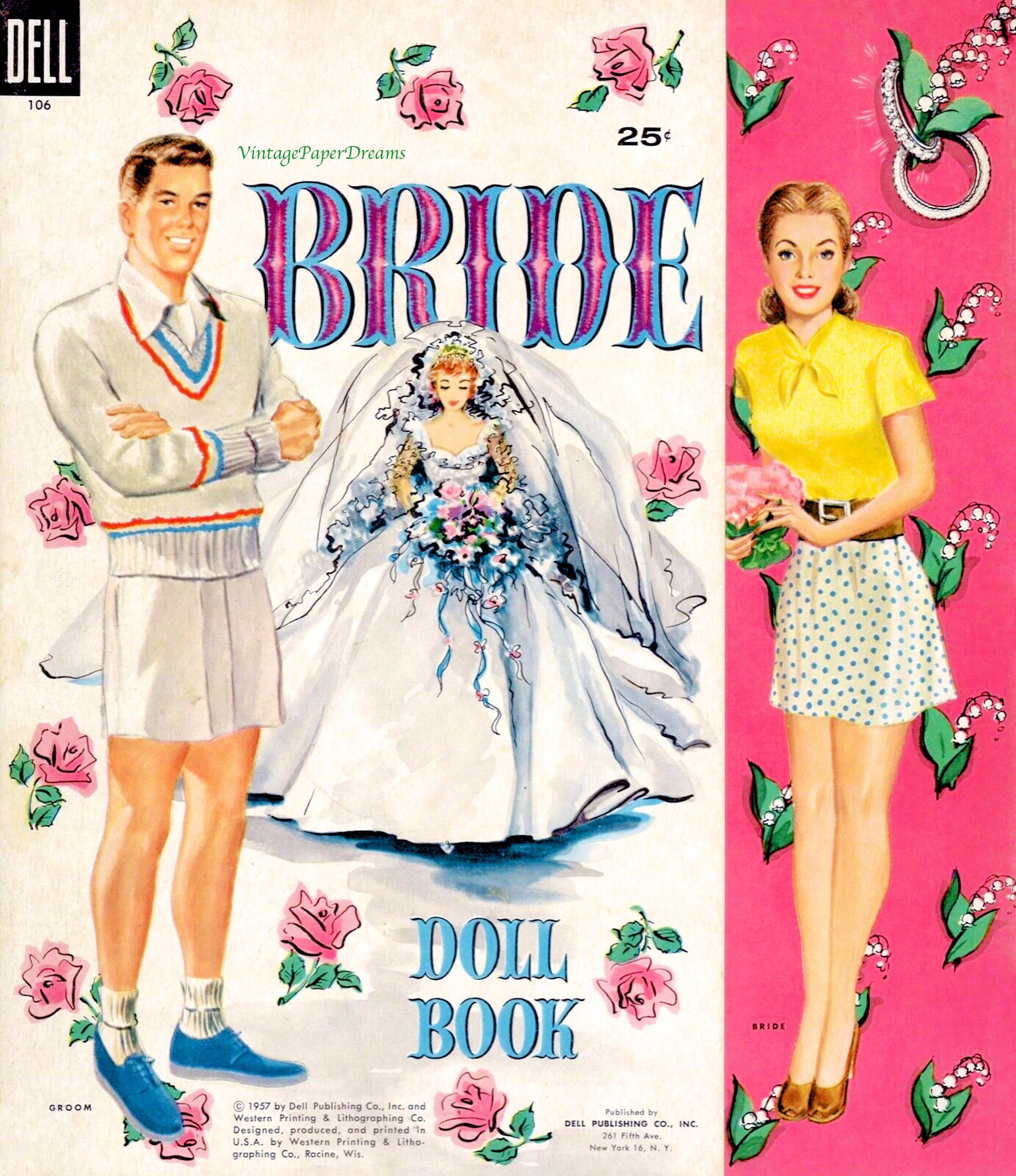 Vintage Paper Doll Printable PDF • bride Paper Doll • 50s 1950s Paper ...