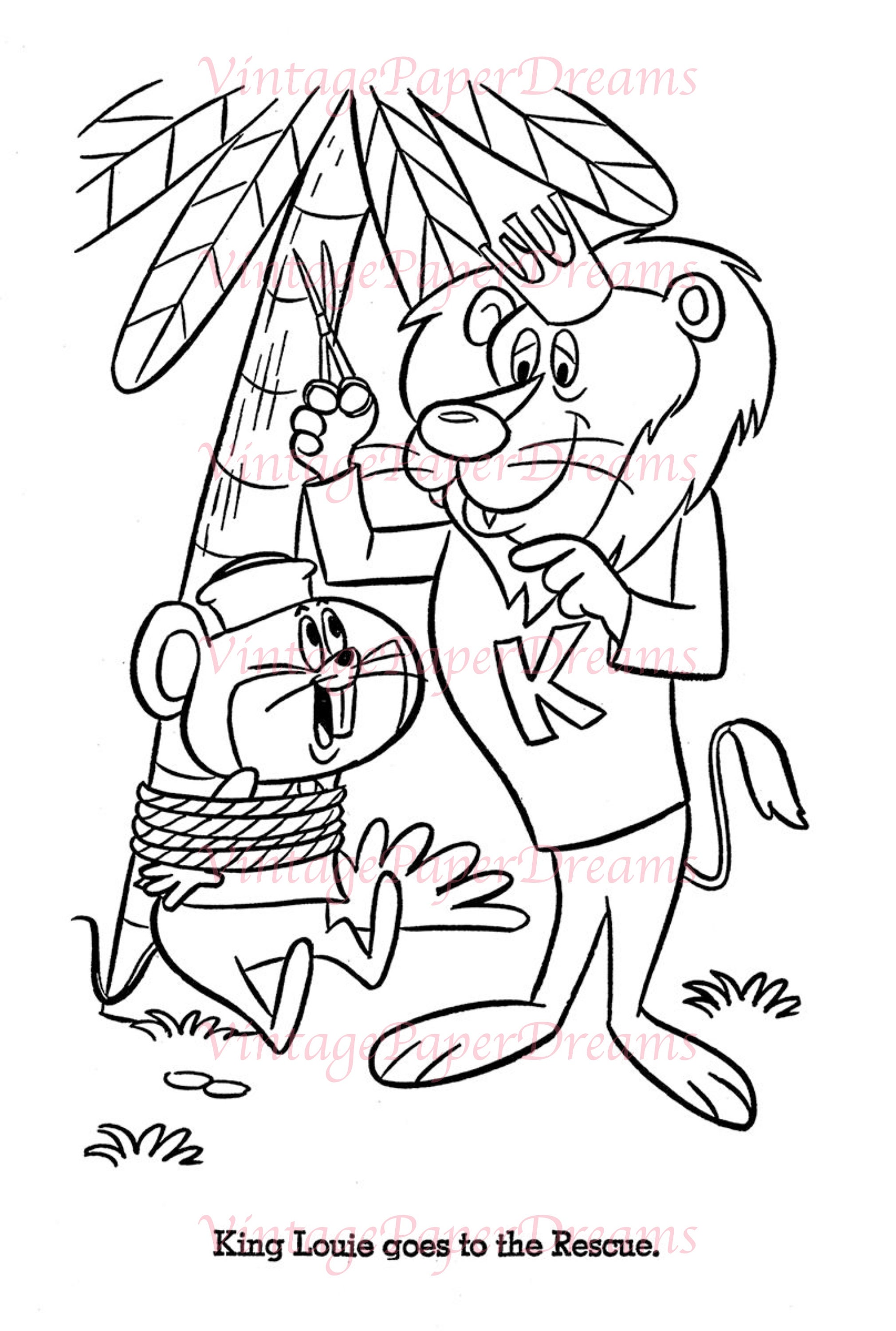 Vintage Coloring Book Printable PDF • louie the Lion Colouring Book ...