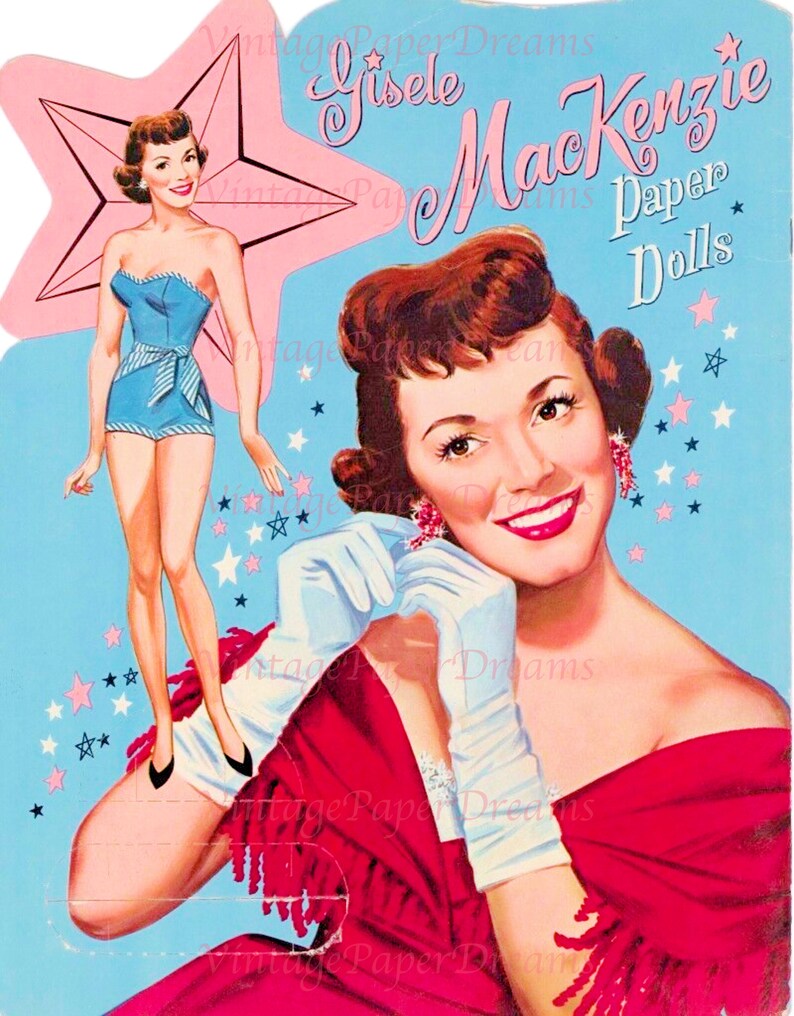 Vintage Paper Doll Printable PDF • gisele Mackenzie Paper Doll • 50s ...