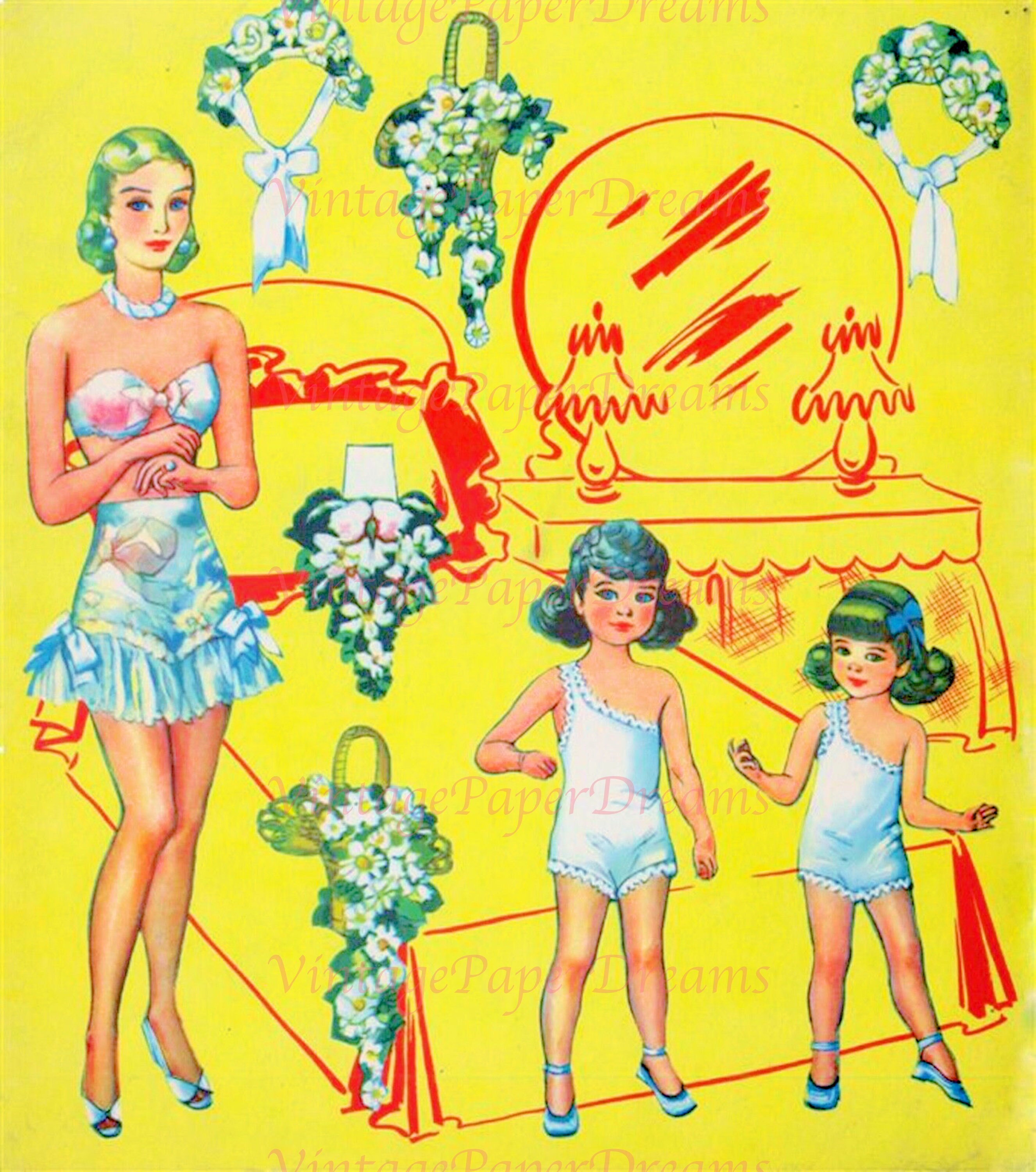 Vintage Wedding Printable PDF • wedding Party Paper Doll • 40s 1940s ...