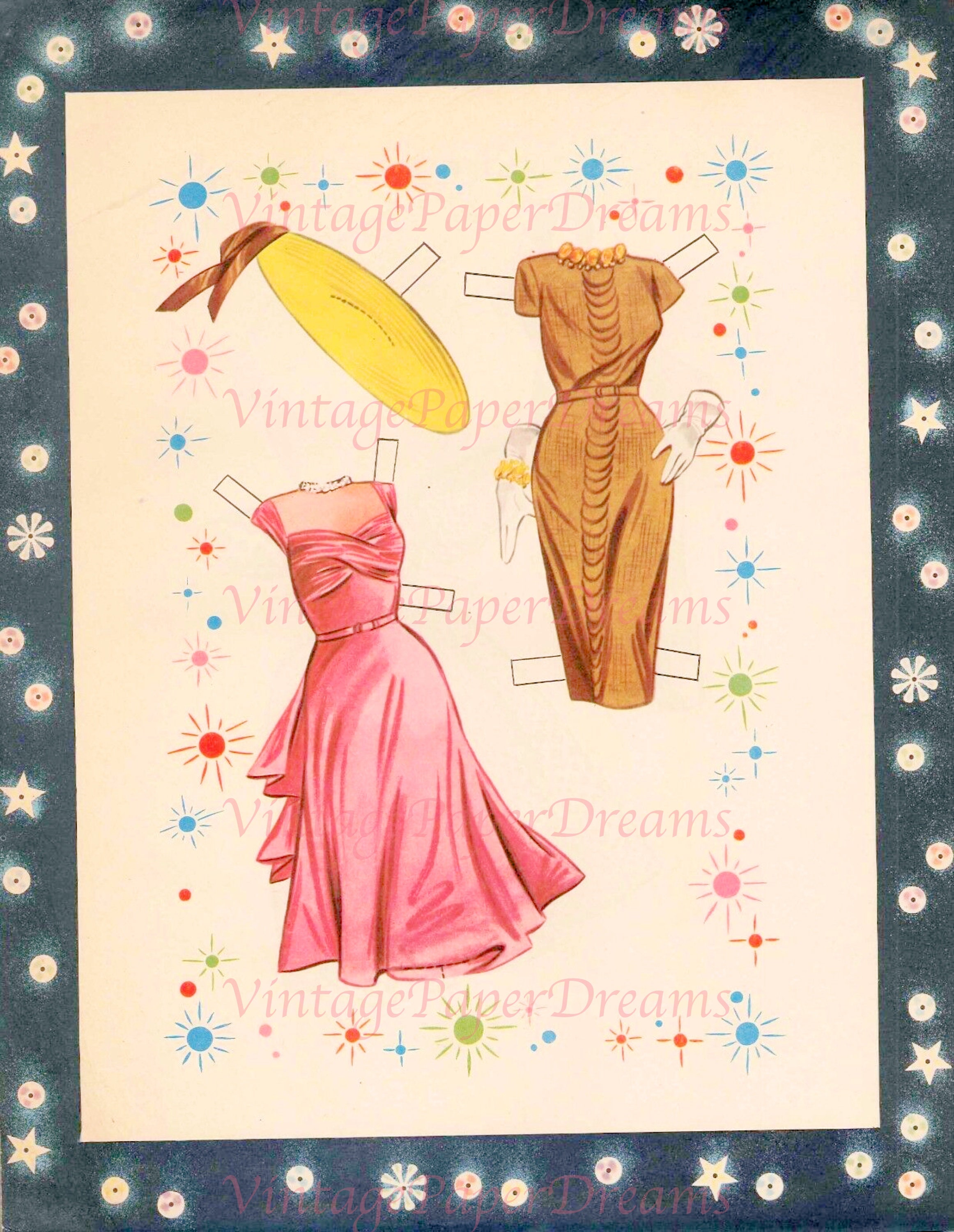 Vintage Paper Doll Printable PDF • brunette Paper Doll • 50s 1950s ...