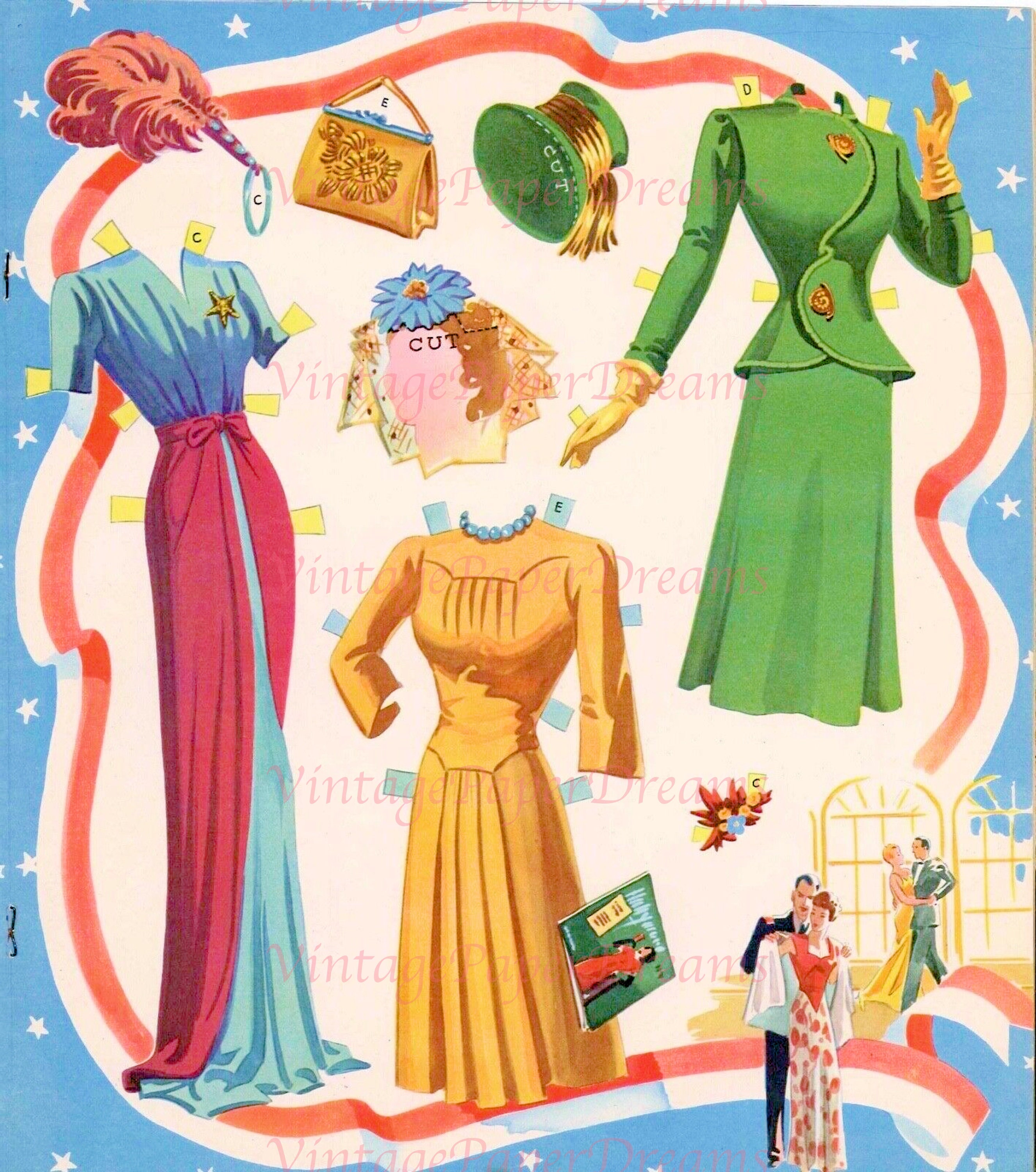 Vintage Paper Doll Printable PDF claudette Colbert Paper Doll 40s 1940s ...