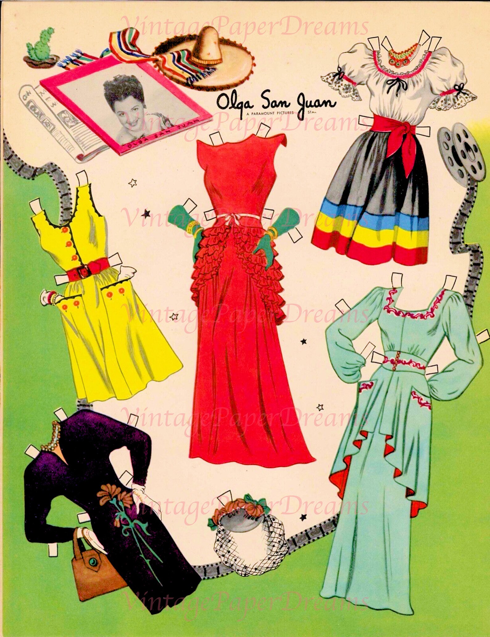 Vintage Paper Doll Printable PDF • movie Starlet Paper Dolls • 40s ...