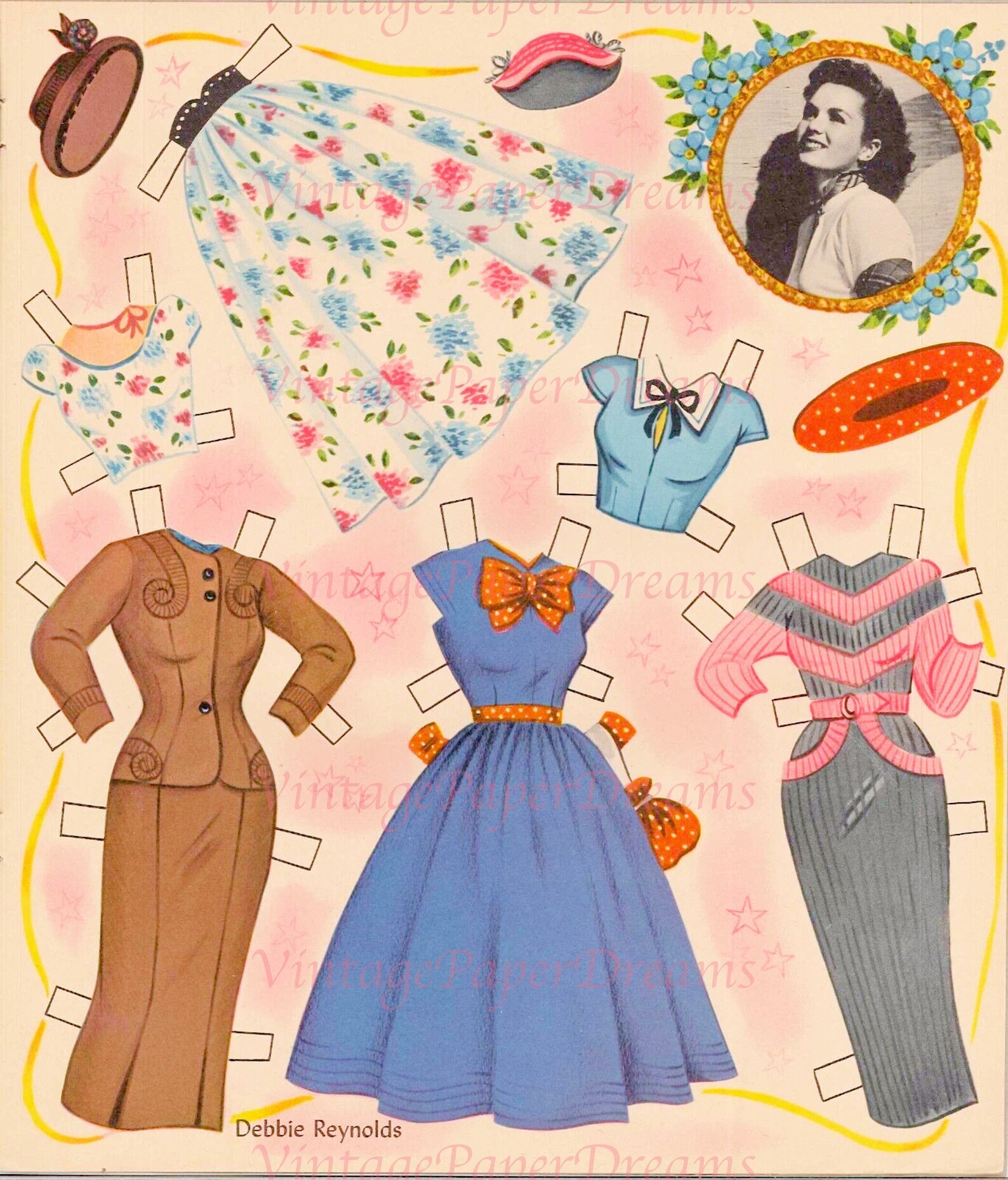 Vintage Paper Doll Printable PDF debbie Reynolds Paper Doll 50s 1950s ...