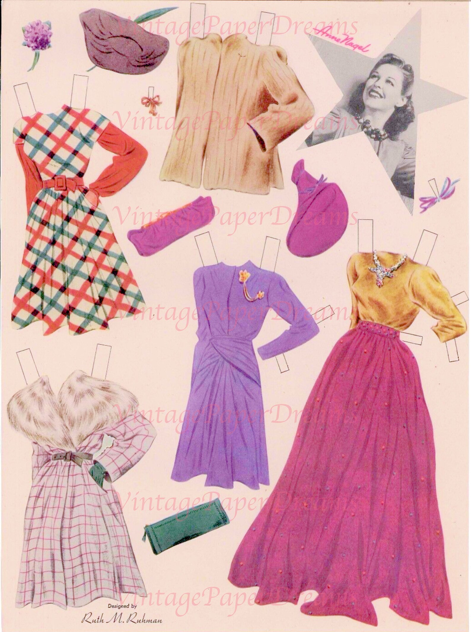 Vintage Paper Doll Printable PDF • movie Starlet Paper Dolls • 40s ...