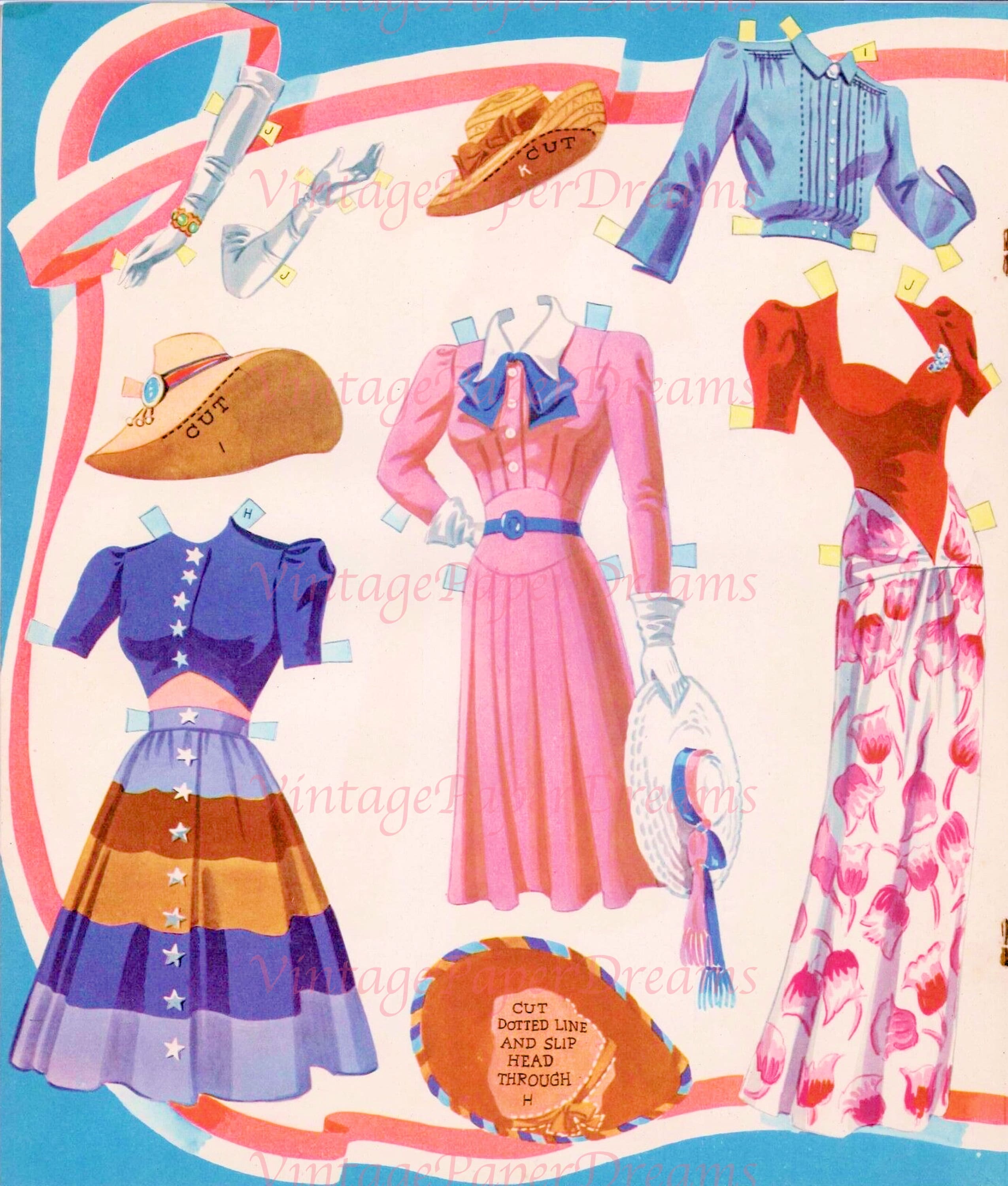 Vintage Paper Doll Printable PDF well-dressed Girl Paper Doll 40s 1940s ...