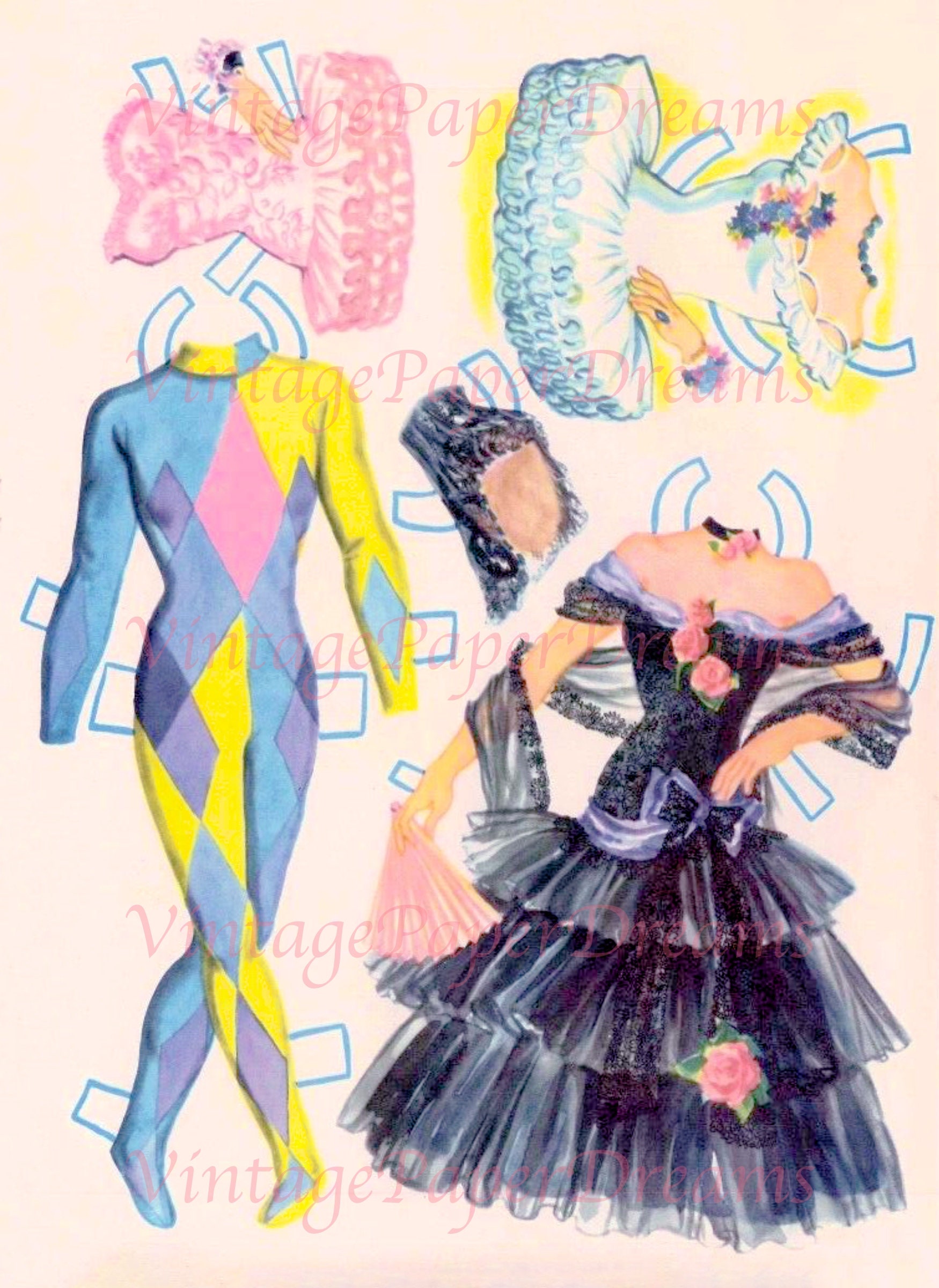 Vintage Paper Doll Printable PDF ballet Ballerina Paper Doll 50s 1950s ...