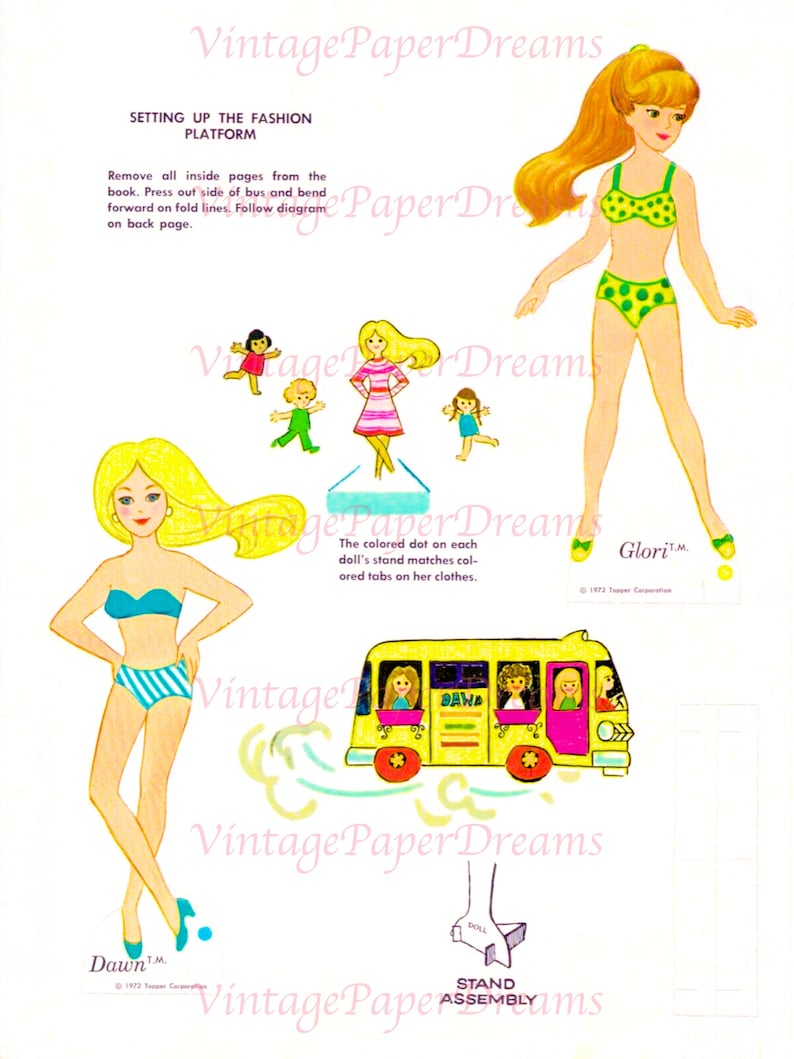 Vintage Paper Doll Printable PDF dawn Paper Doll 70s 1970s Black Paper Doll Pattern Digital ...
