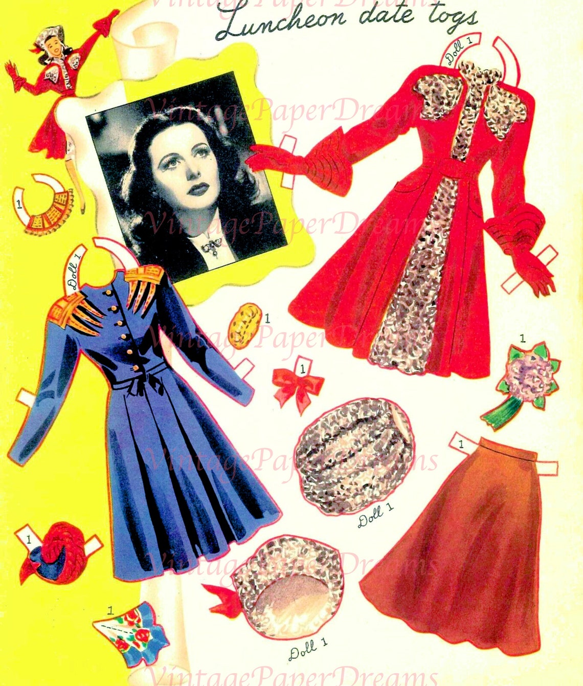Vintage Paper Doll Printable PDF hedy Lamarr Paper Doll - Etsy