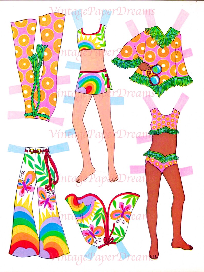 Vintage Paper Doll Printable PDF • crissy Paper Doll • 70s 1970s Black Girl Paper Doll Pattern ...