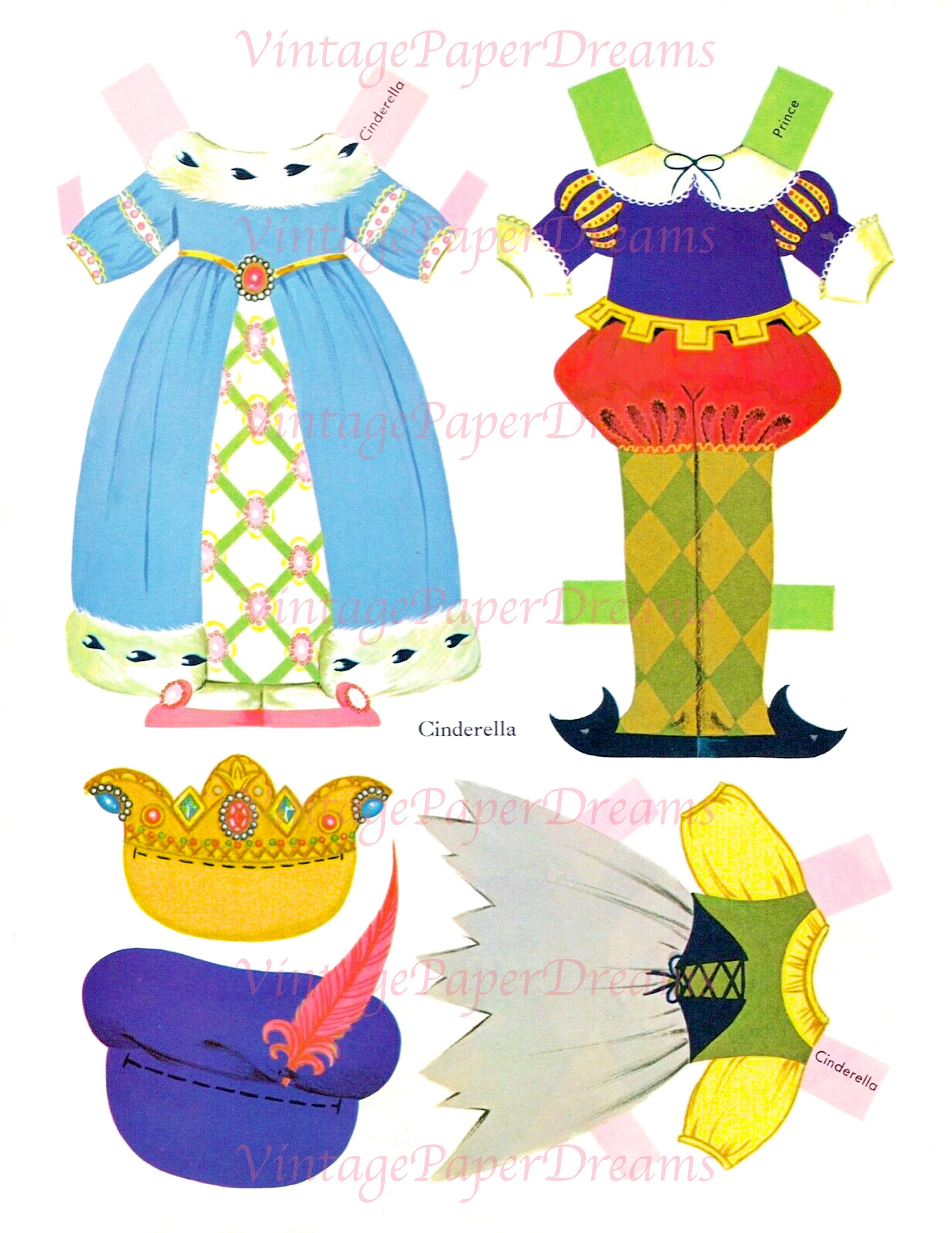 Vintage Paper Doll Printable PDF JPEG • Magic fairy Tale Paper Doll ...