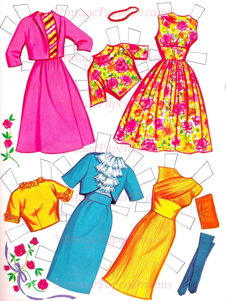 Vintage Paper Doll Printable PDF JPEG • miss World • 60s 1960s Paper ...