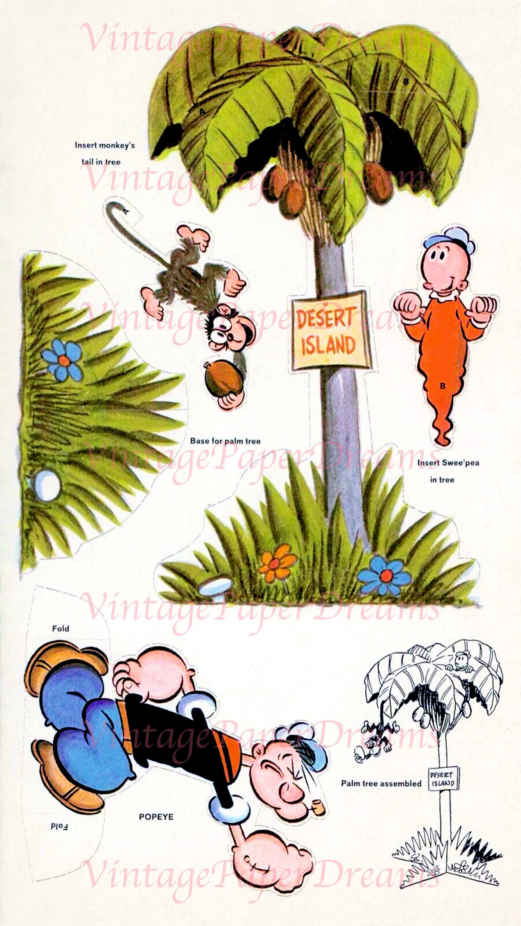 Vintage Paper Doll Printable PDF popeye Paper Doll 1961 60s 1960s Paper ...