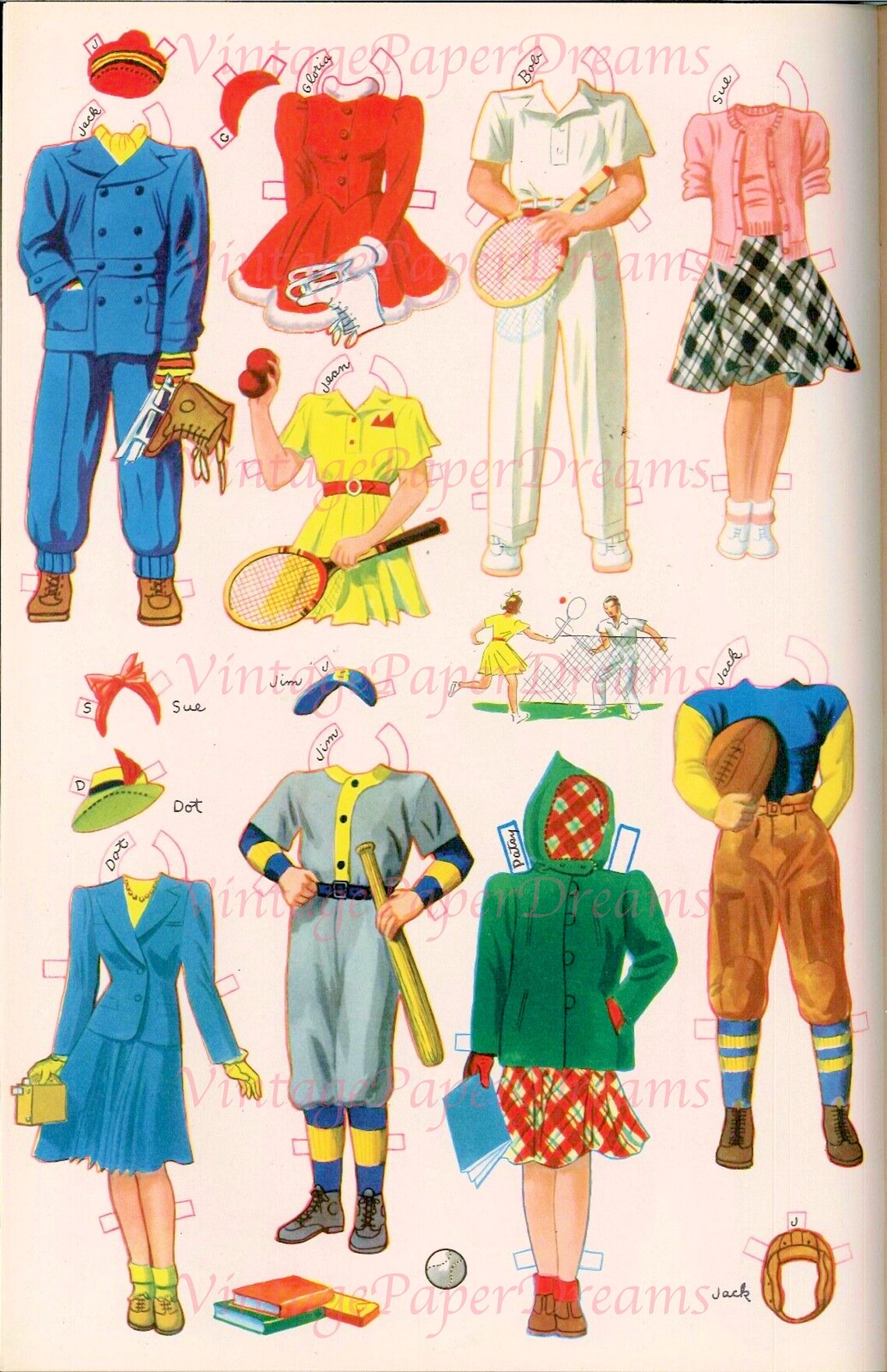Vintage Paper Doll Printable PDF • high School Paper Dolls • 40s 1940s ...